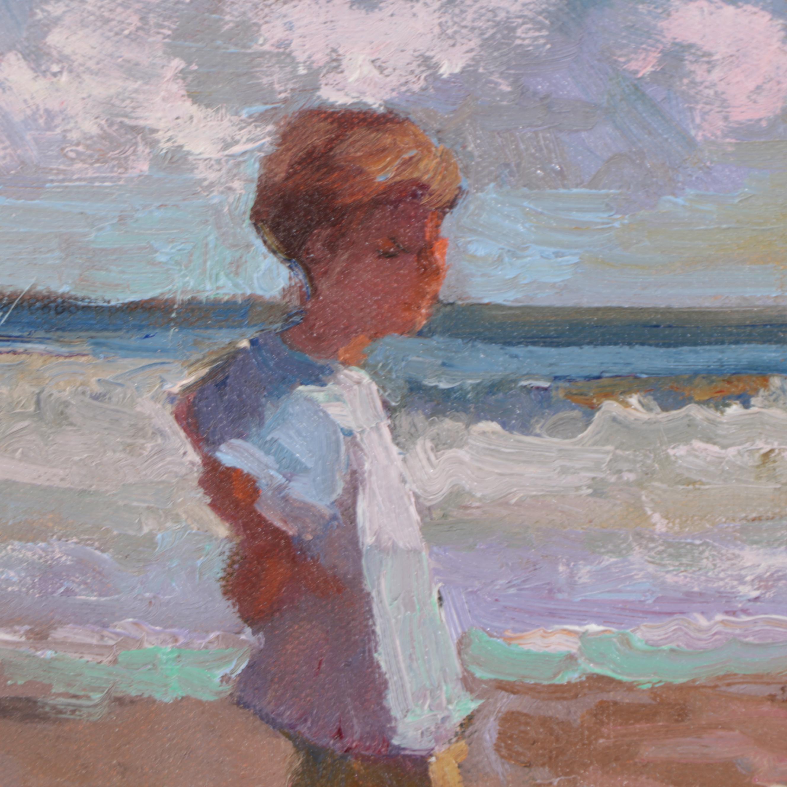 Sally Rosenbaum Oil Painting of Child at Beach, 21st Century | EBTH