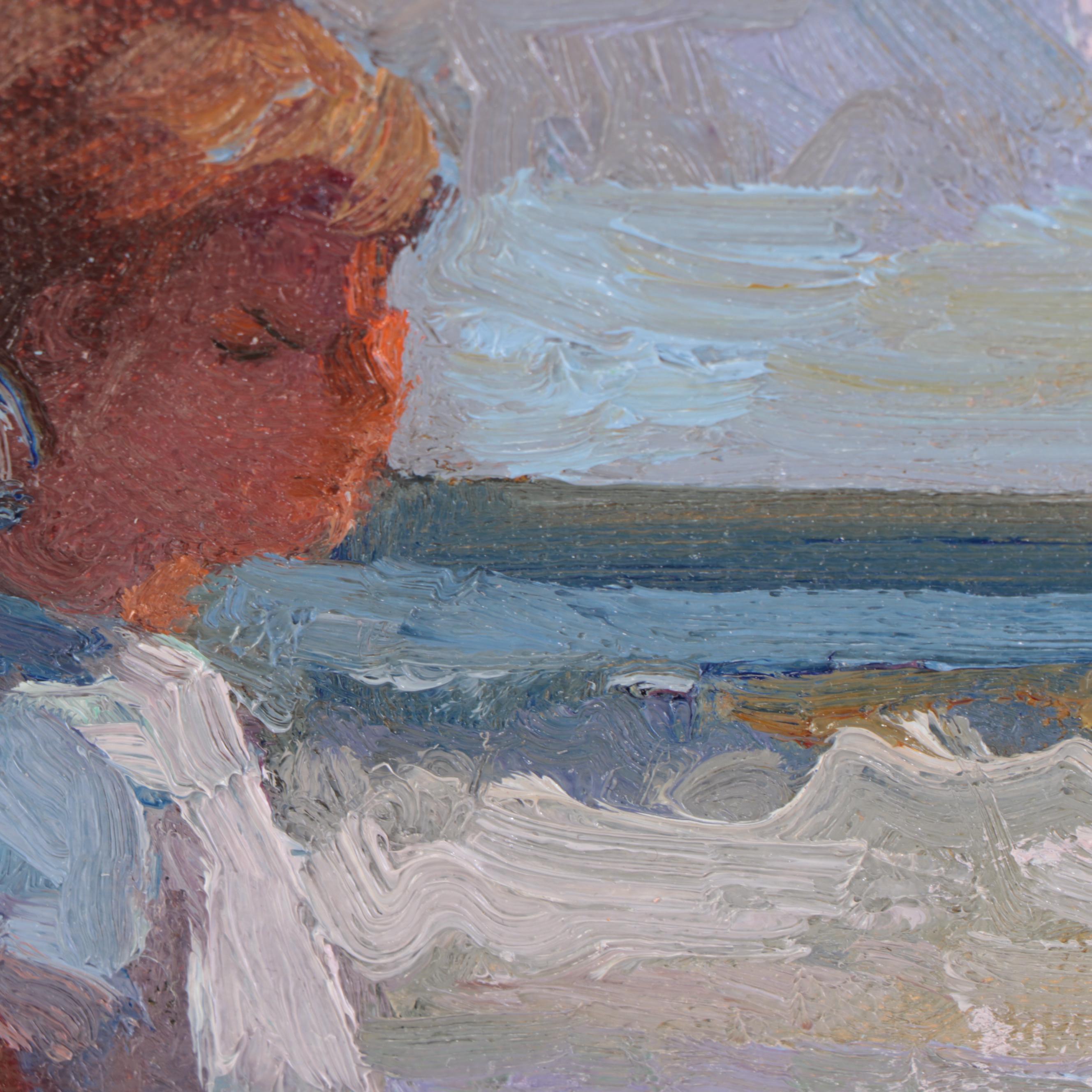 Sally Rosenbaum Oil Painting of Child at Beach, 21st Century | EBTH