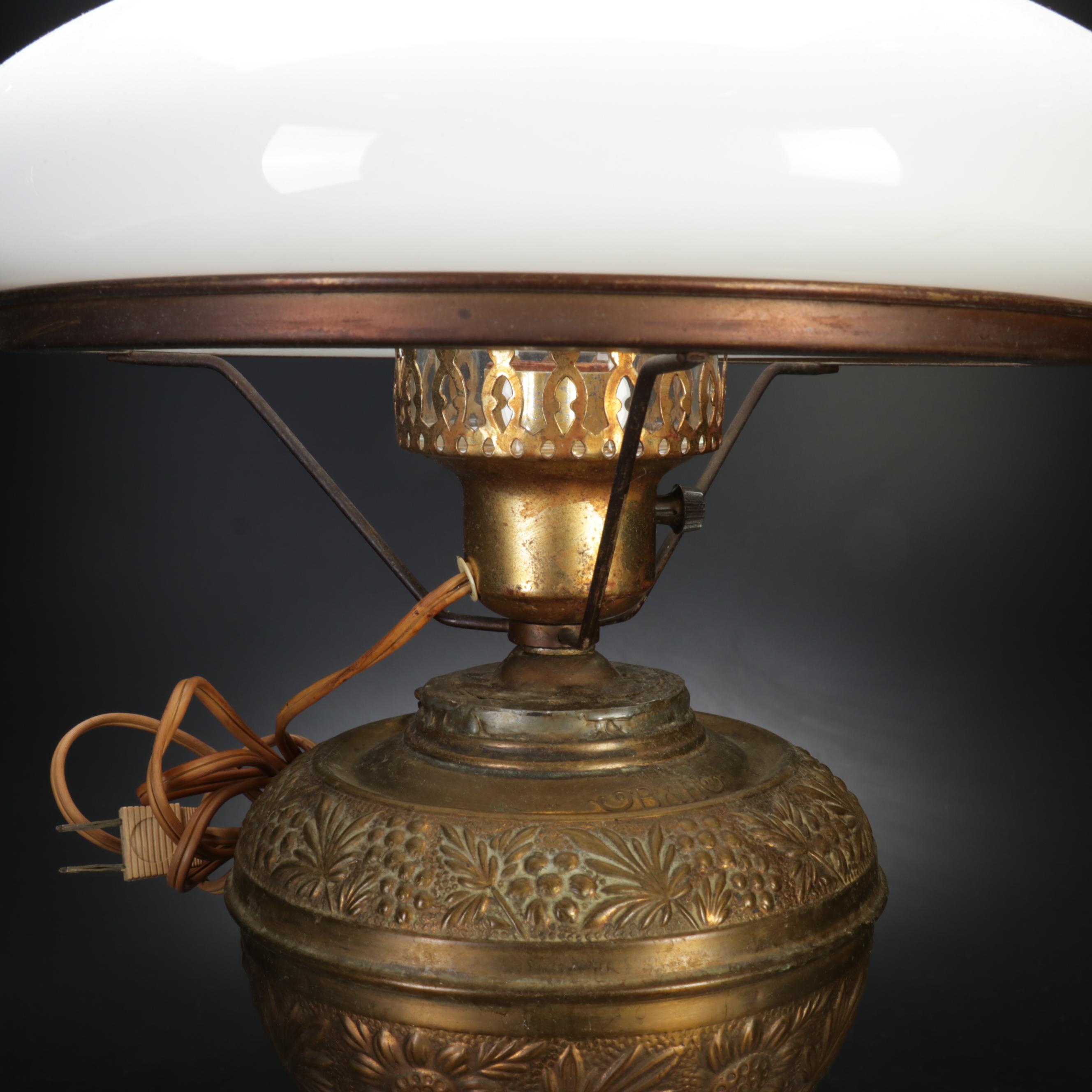 Bradley & Hubbard Converted Brass Oil Lamp and Houzex Boudoir Lamps w ...