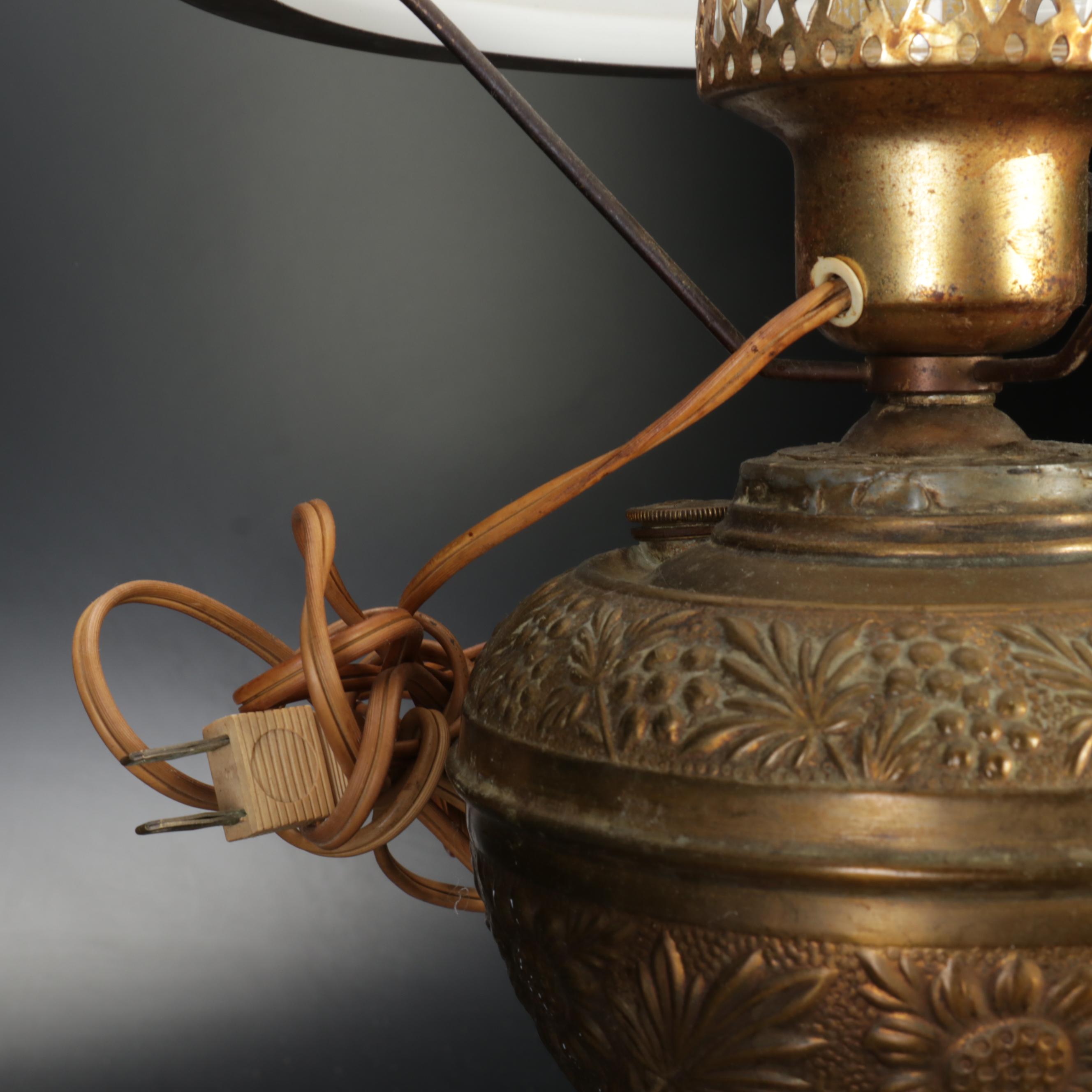 Bradley & Hubbard Converted Brass Oil Lamp and Houzex Boudoir Lamps w ...