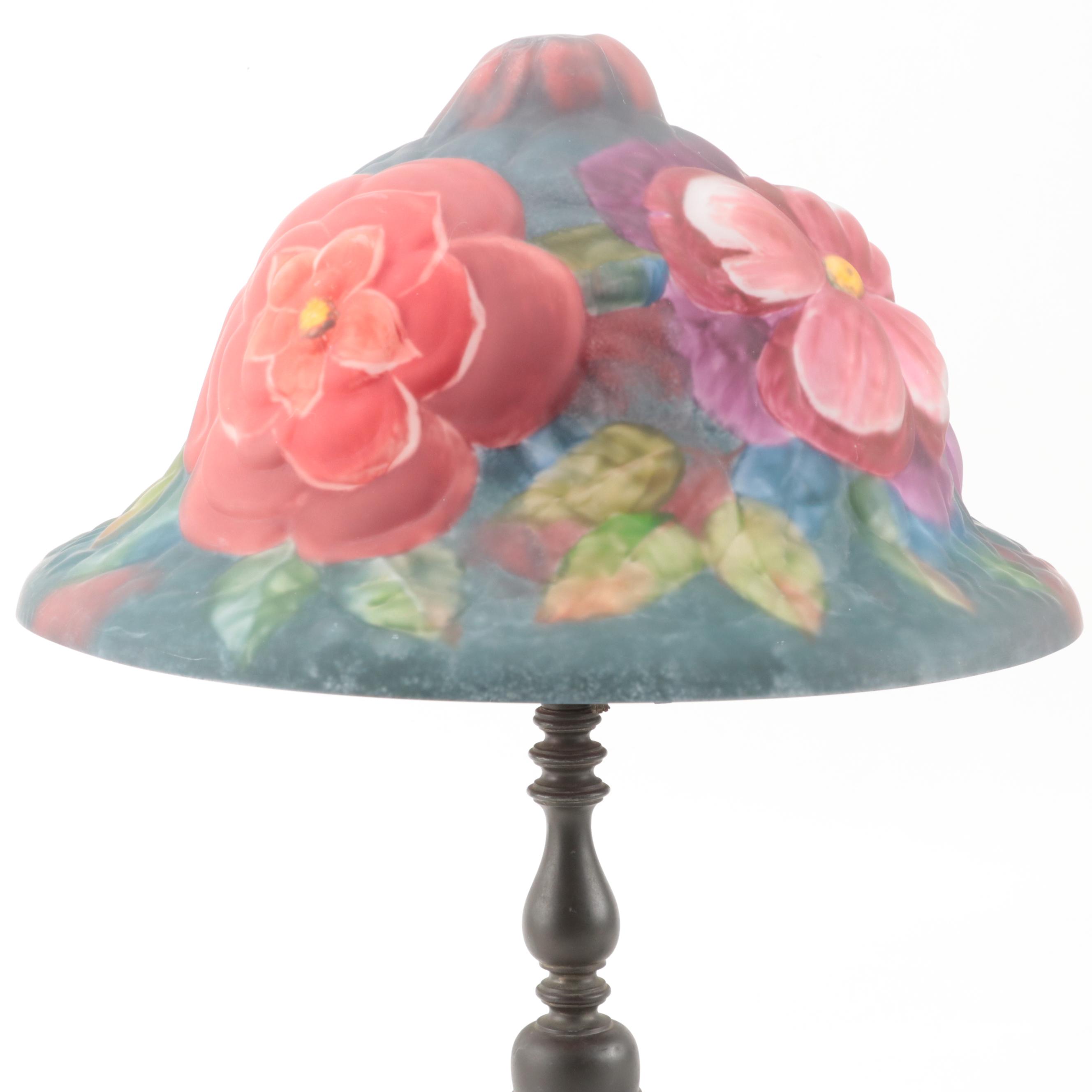 Pairpoint Neoclassical Lamp With Reverse Painted Puffy Glass Shade | EBTH