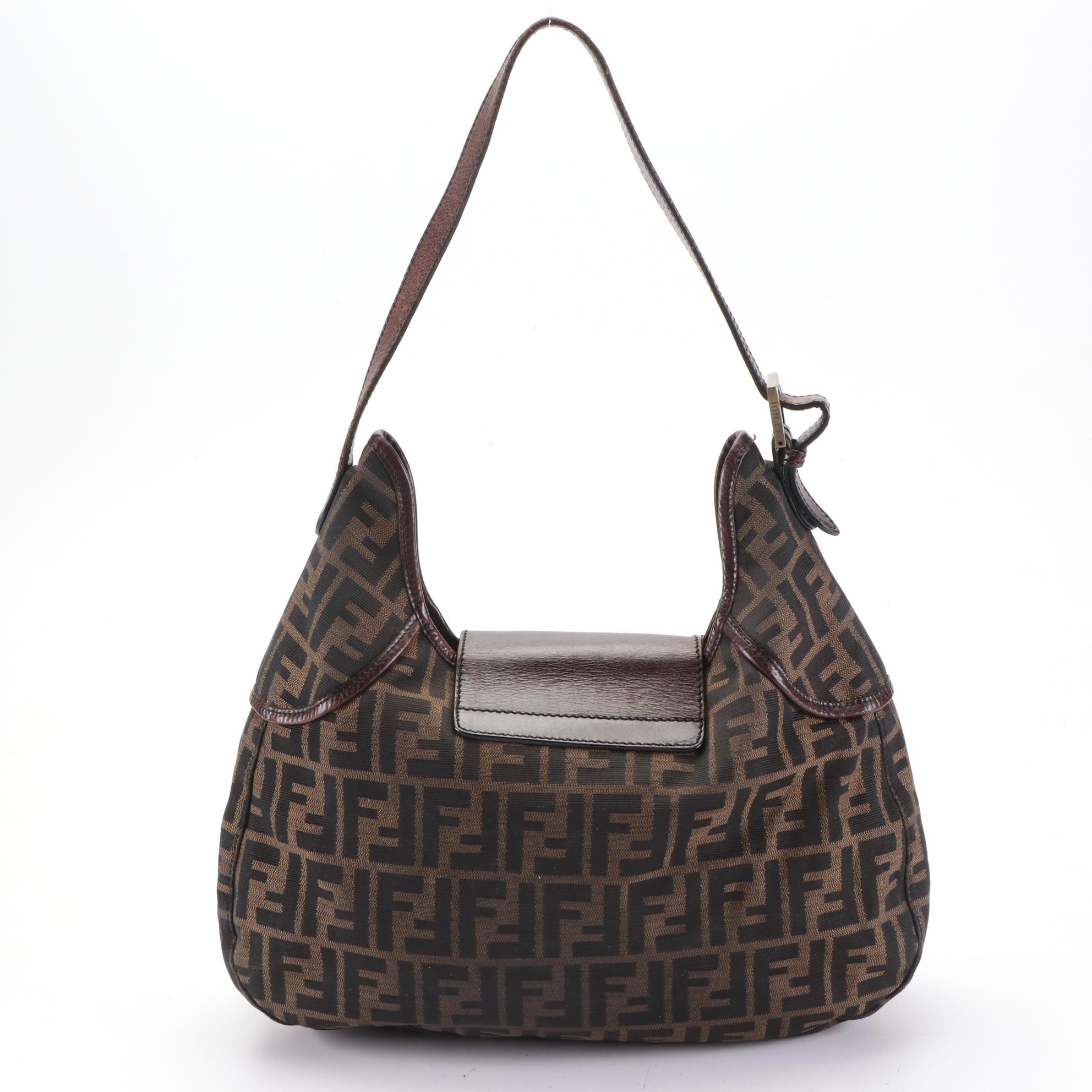 Fendi Hobo Bag in Zucca Canvas and Brown Leather Trim | EBTH