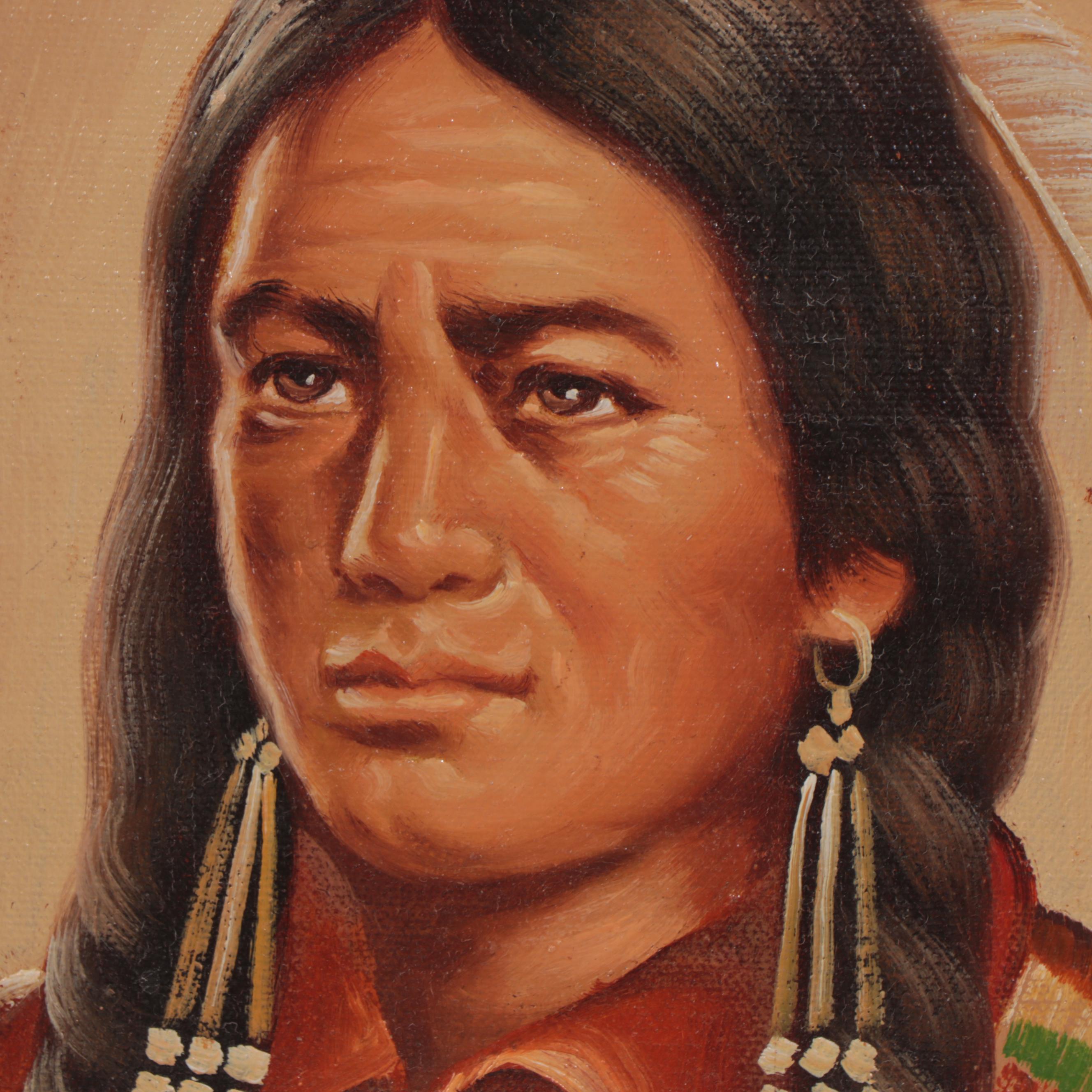 Portrait Oil Painting of Native American | EBTH