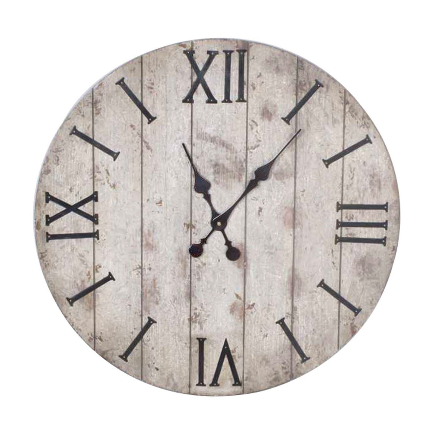 Threshold Wall Clock in Rustic Weathered Wood Finish | EBTH