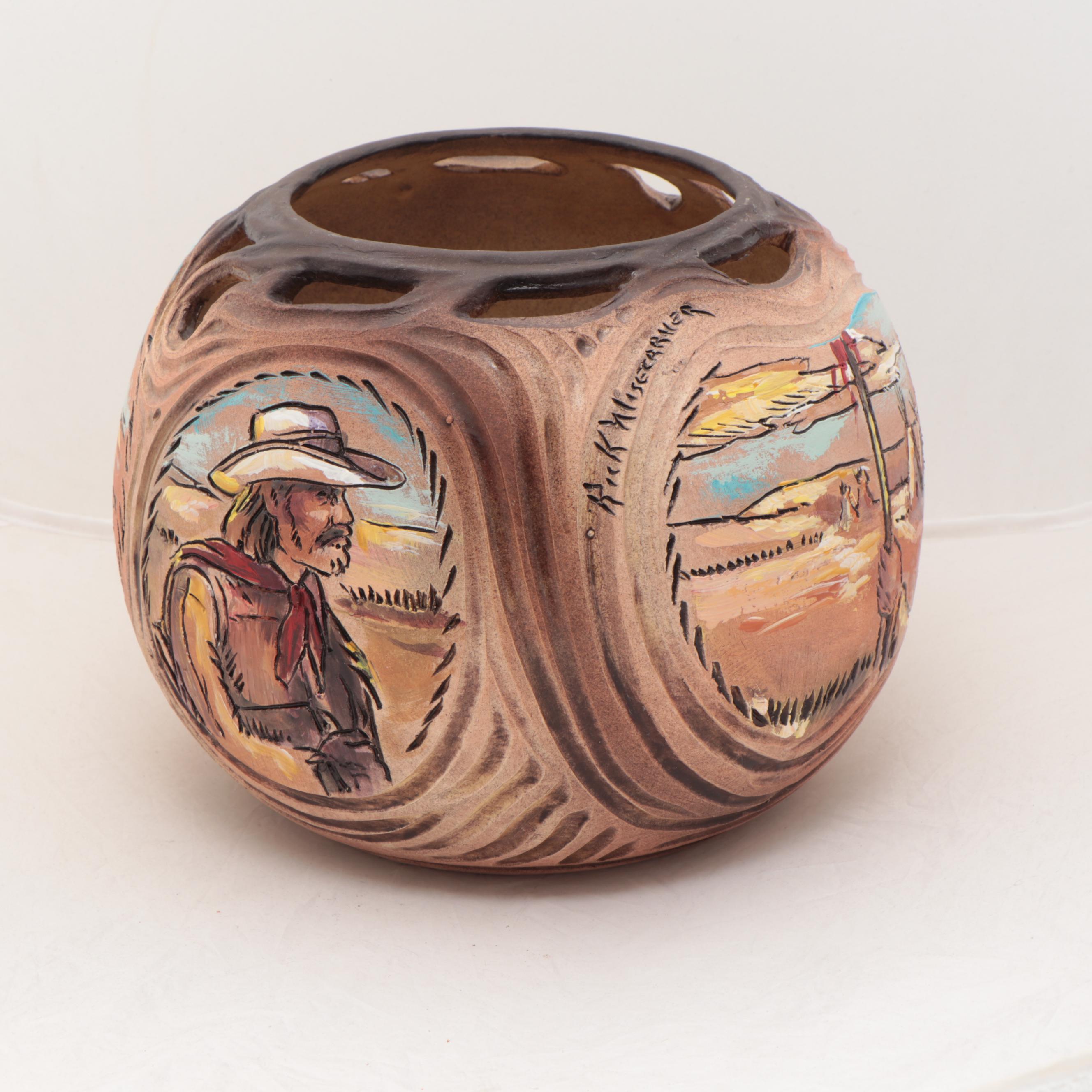Rick Wisecarver Hand-Painted Wihoa Earthenware Vase, 2000 | EBTH