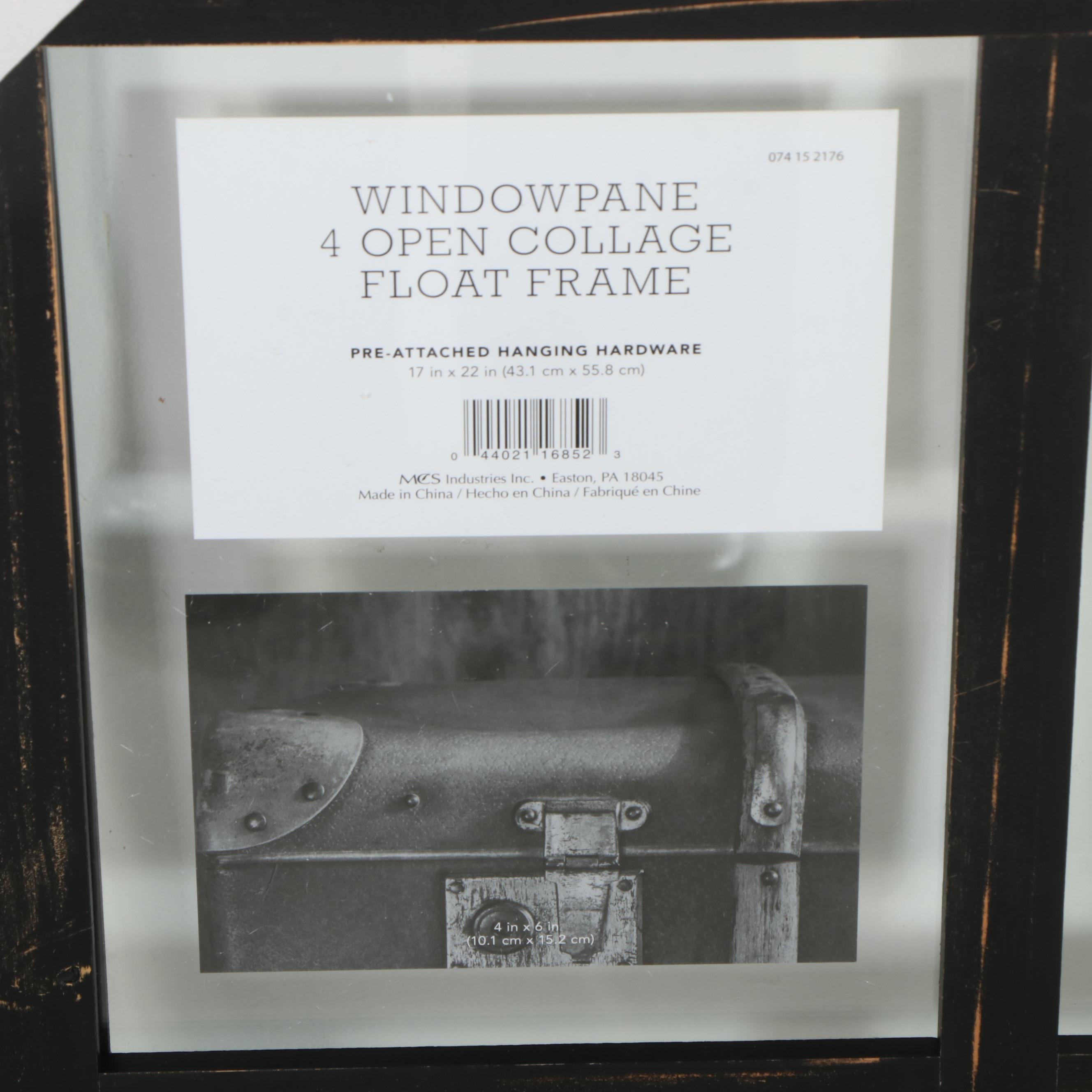 Threshold 23" Black Wood Finish Wall Clock and Two Windowpane Collage ...