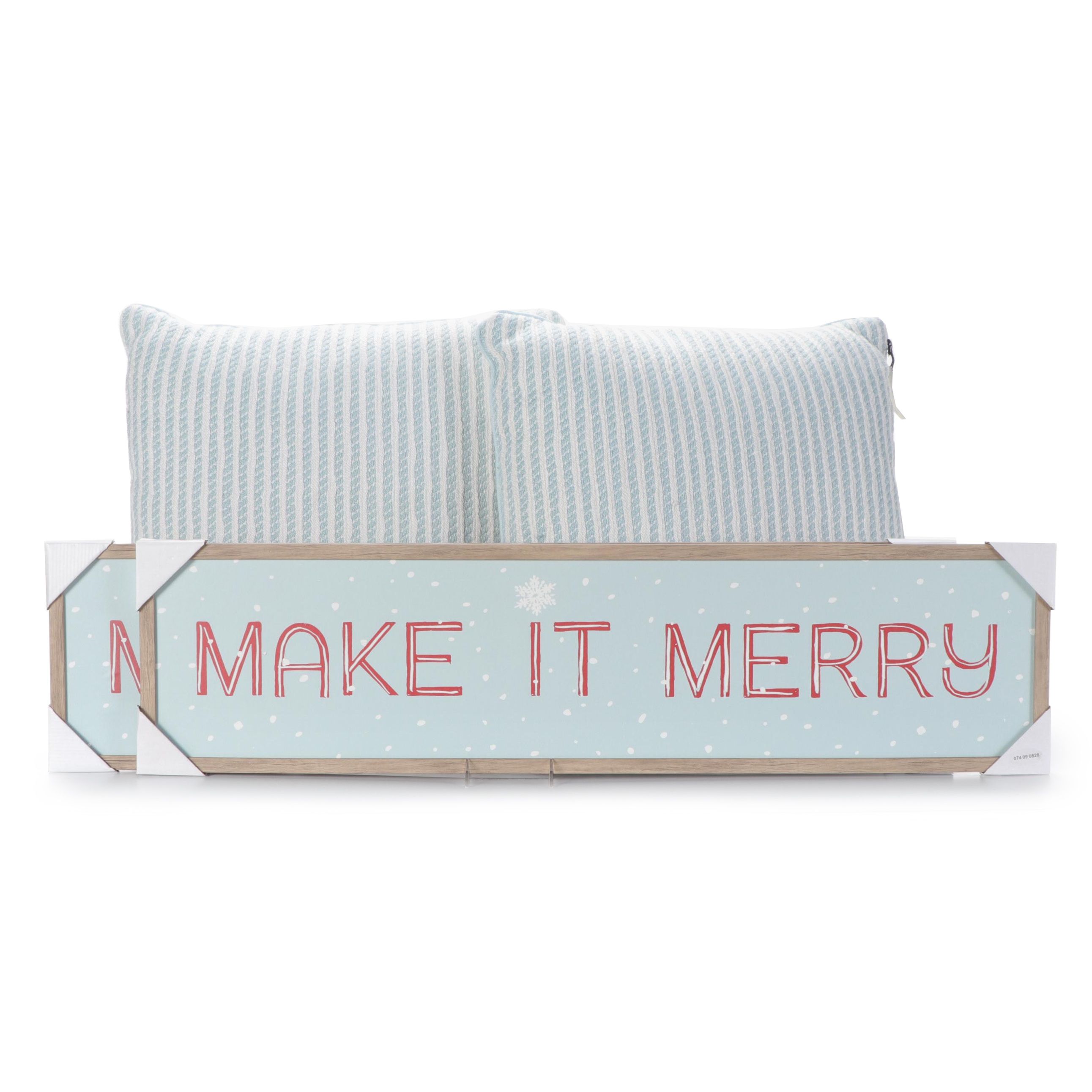 Threshold "Make it Merry" Wall Signs with Blue and White Striped ...