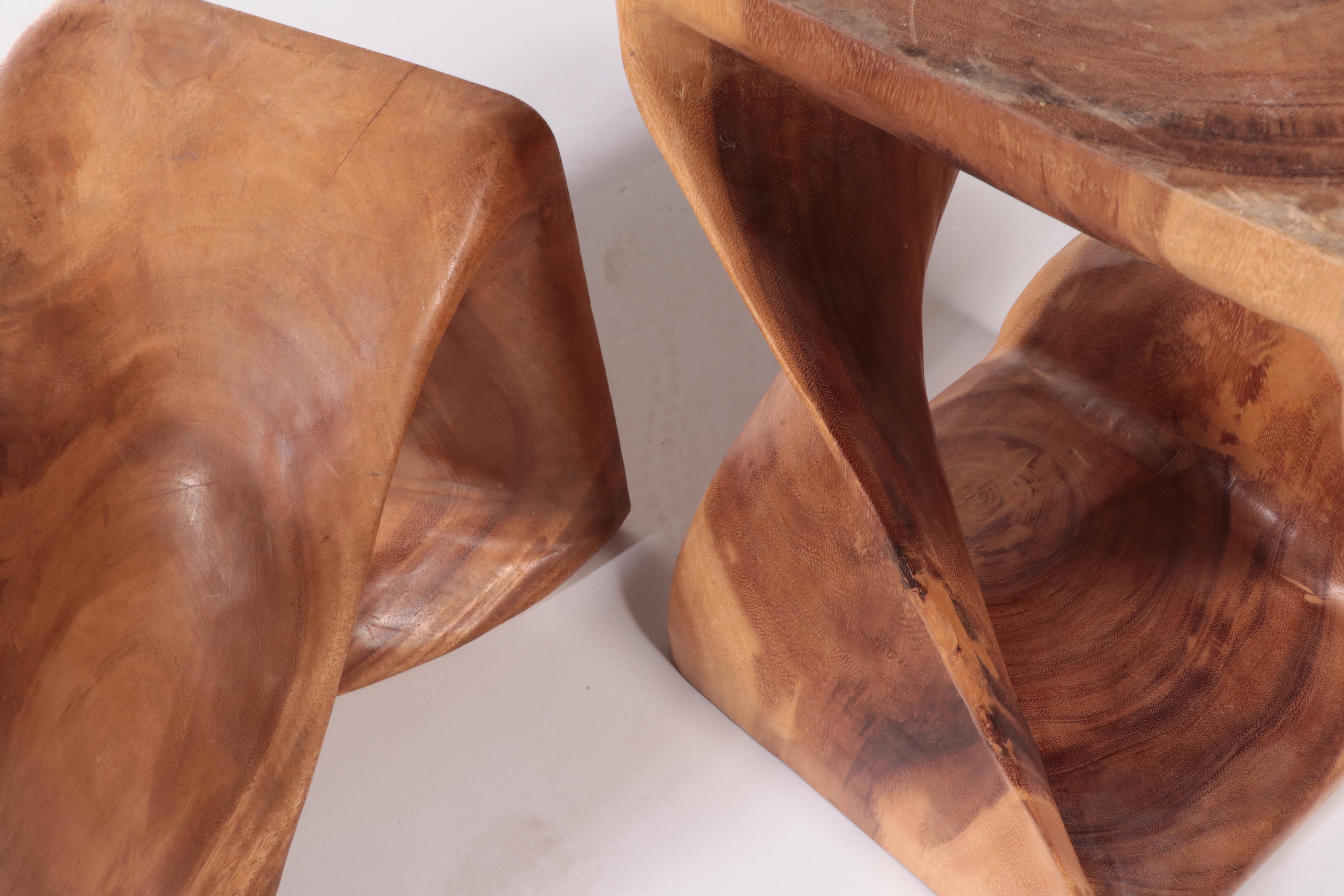 Pair of African Sculpted Wooden Stools | EBTH