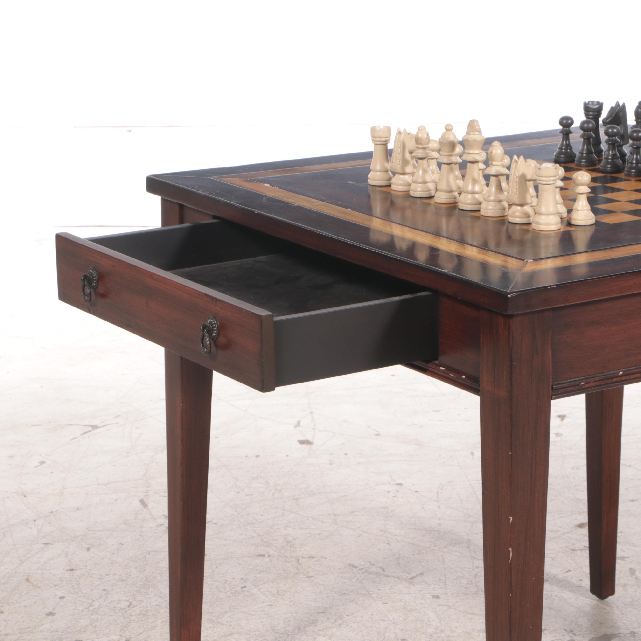 Powell Game Table with Chess, Checkers and Backgammon Pieces | EBTH