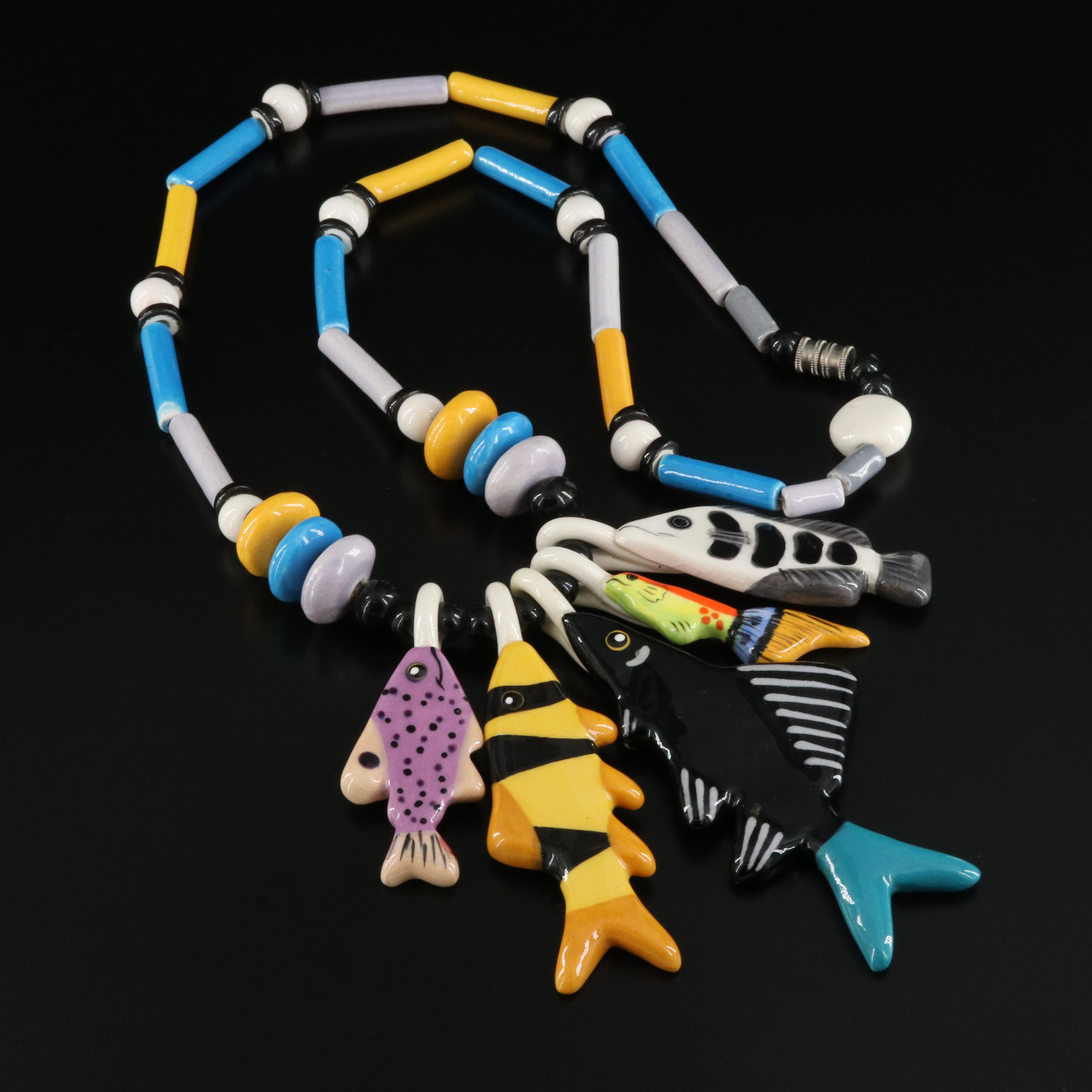 Parrot Pearls Ceramic Fish Necklace | EBTH