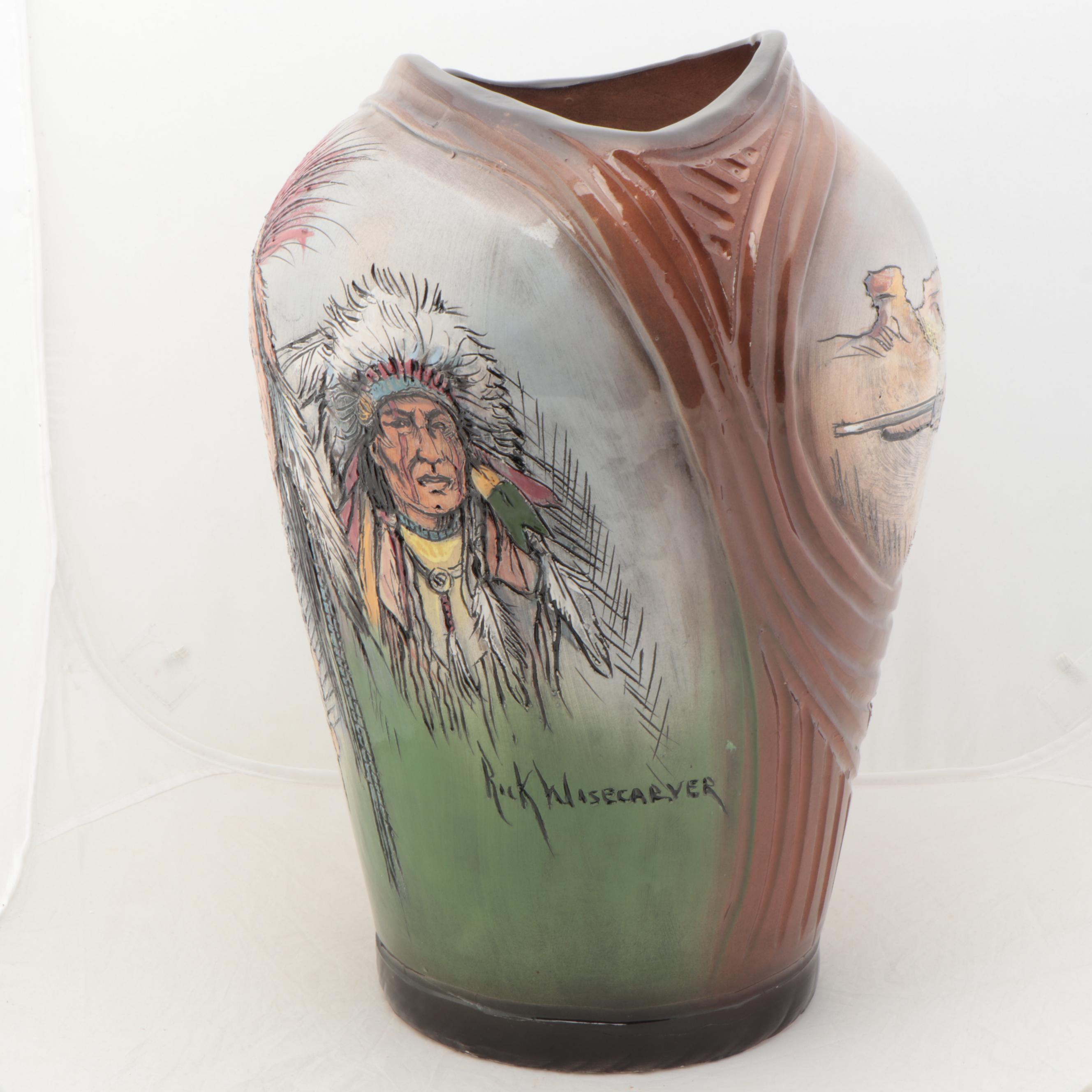 Rick Wisecarver Hand-Painted Earthenware Vase | EBTH