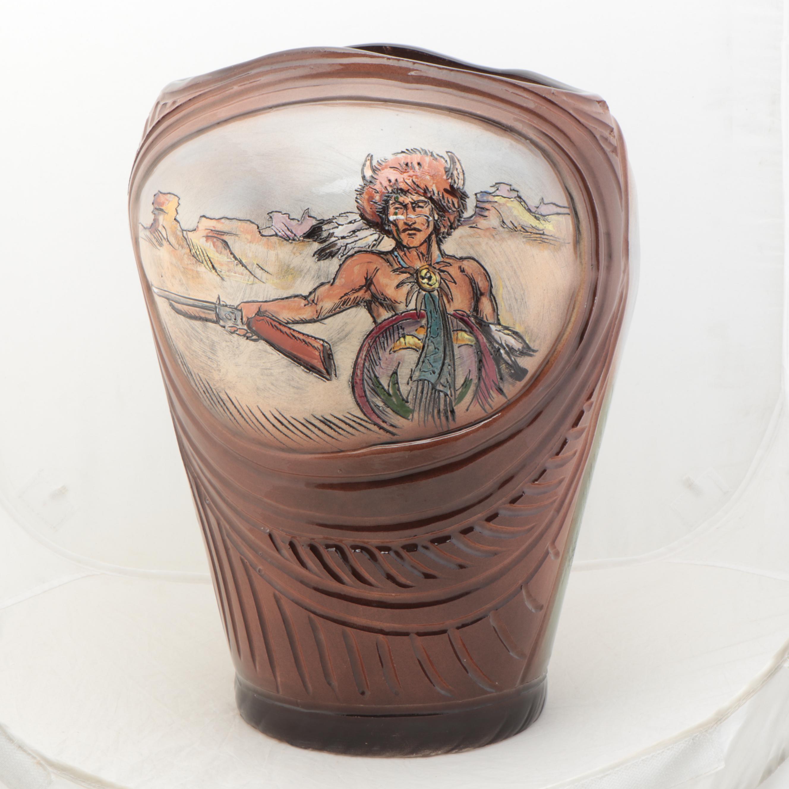Rick Wisecarver Hand-Painted Earthenware Vase | EBTH