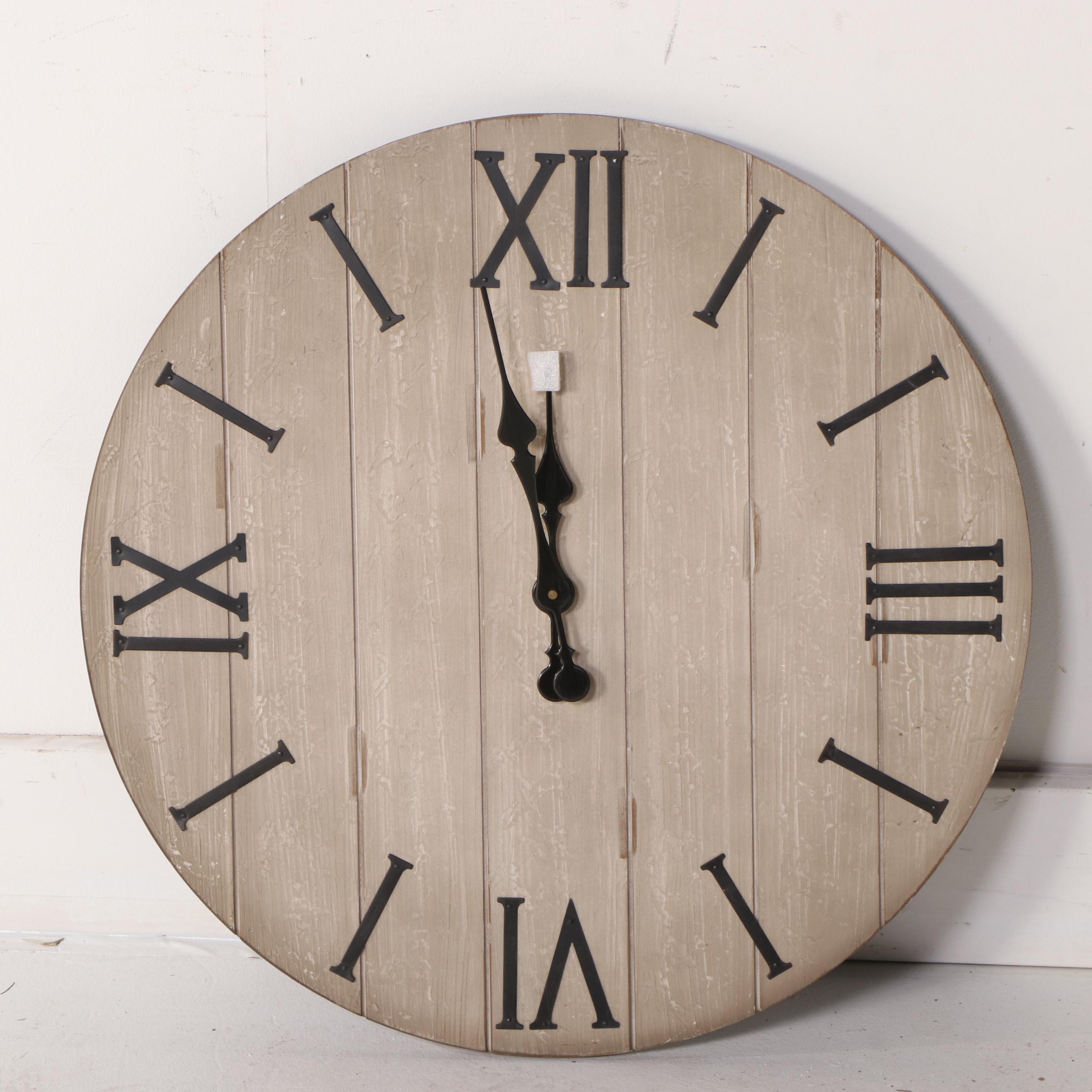 Threshold 24" Rustic Wood Finish Wall Clock and Two Windowpane Collage ...
