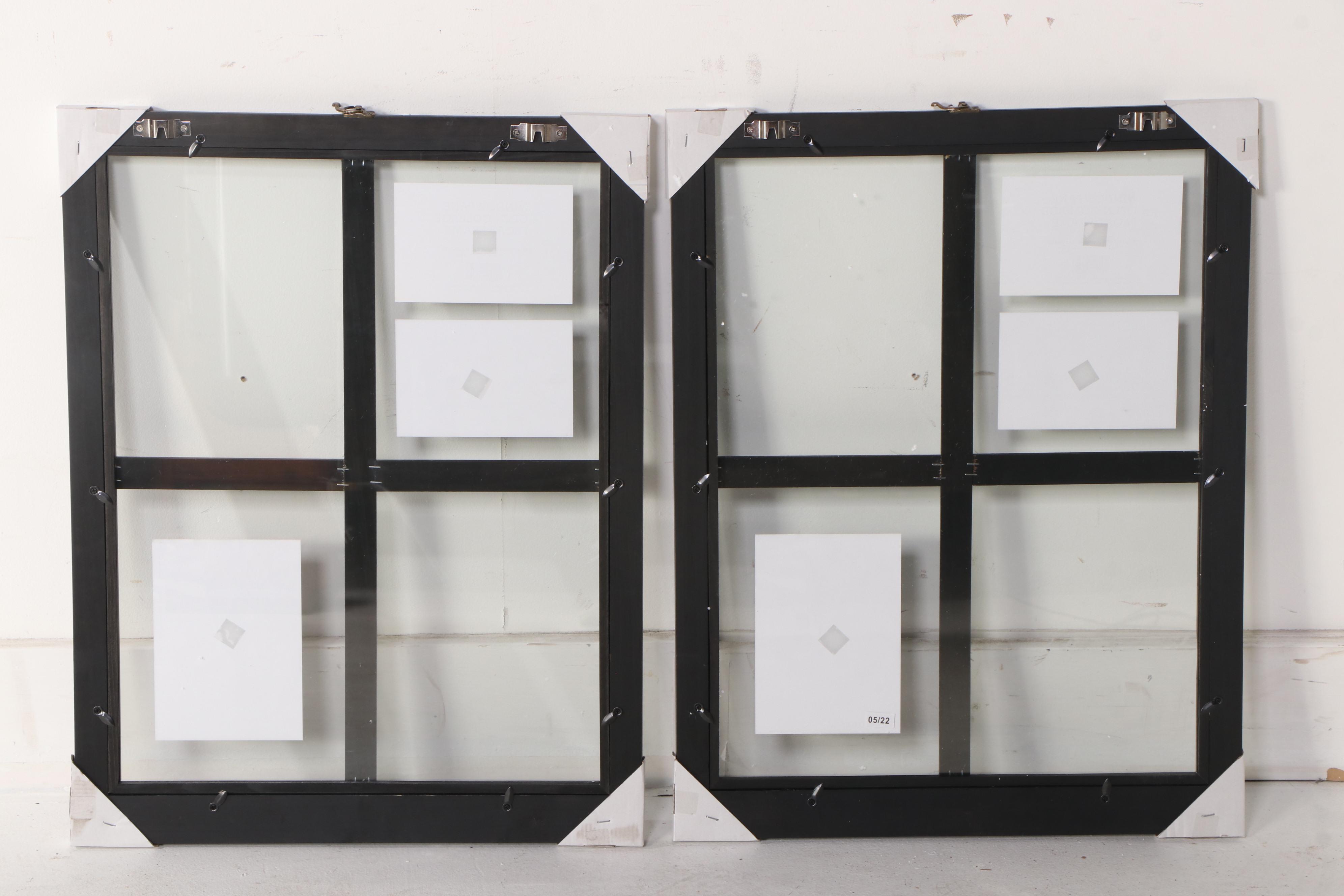 Threshold 24" Rustic Wood Finish Wall Clock and Two Windowpane Collage ...