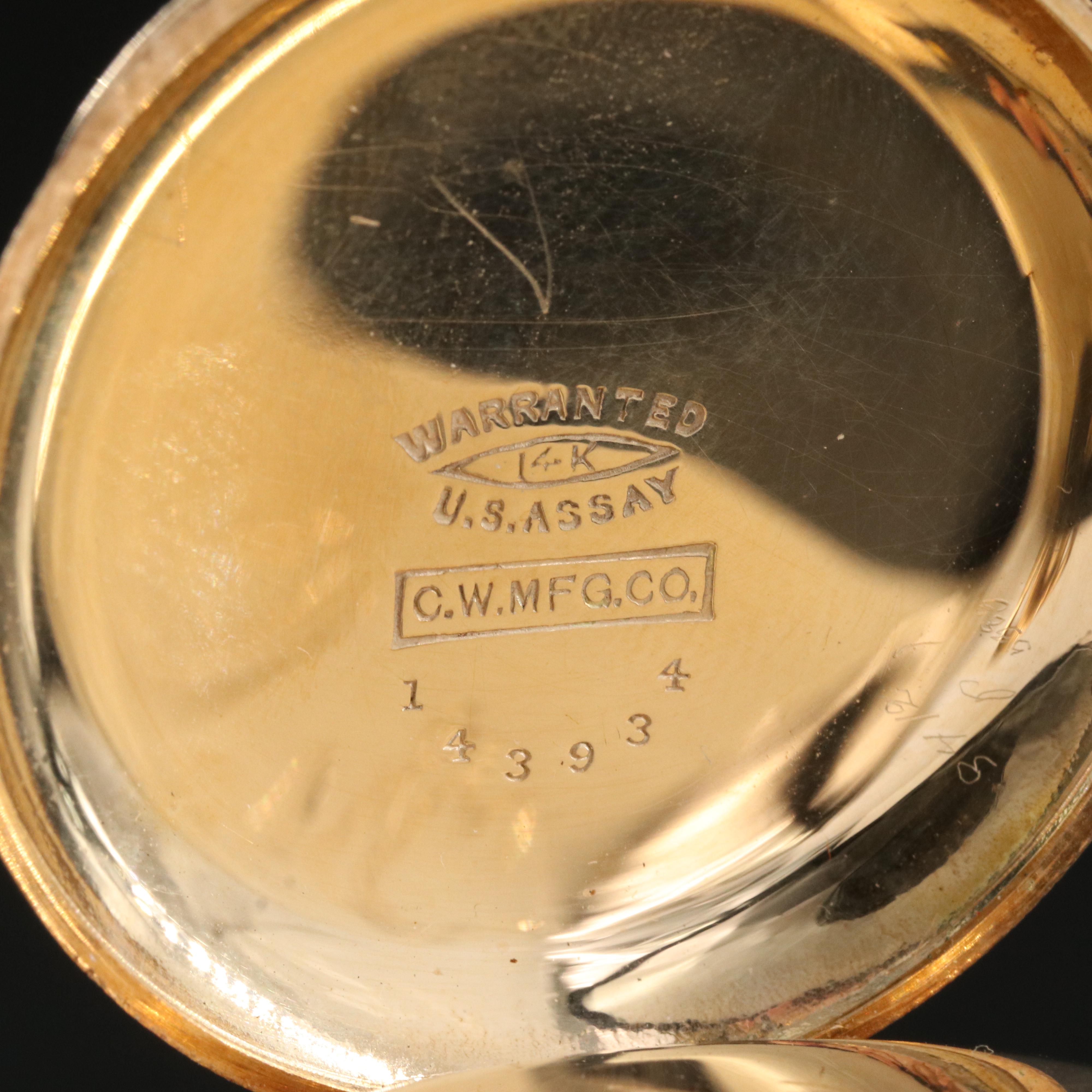 1890 14K Elgin Multi-Colored Scalloped Edge Hunting Case Pocket Watch ...