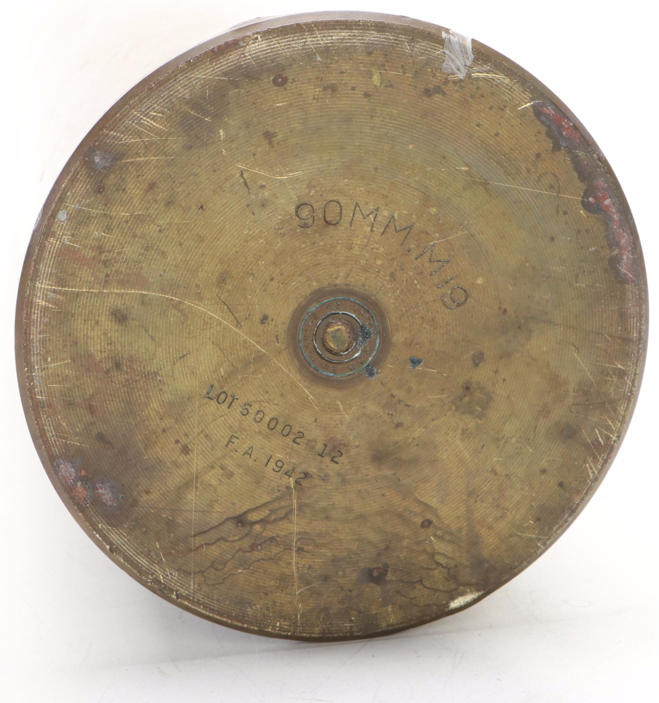 WWII M19 90mm Brass Artillery Shell, 1942 | EBTH