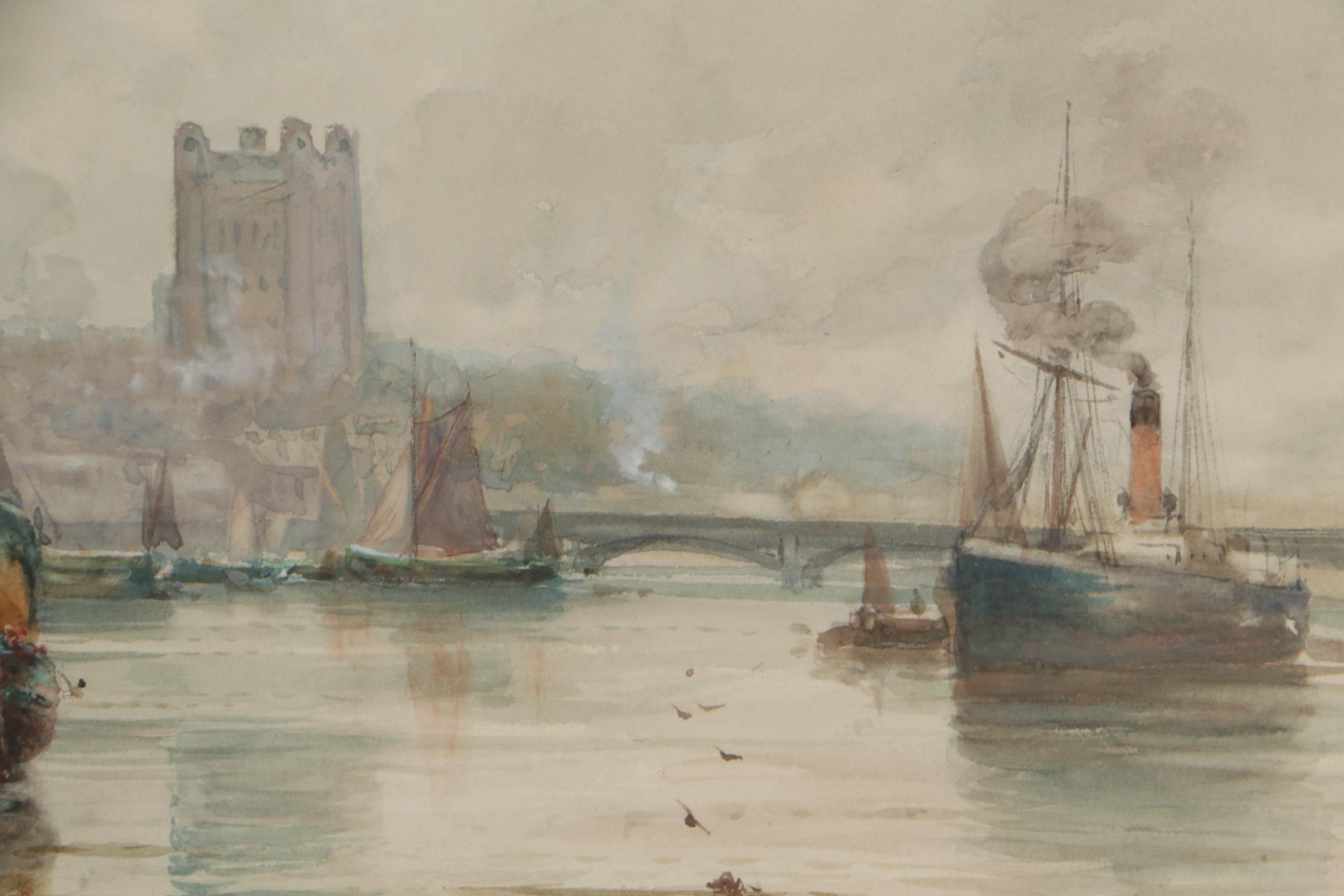 European Harbor Scene Watercolor Painting | EBTH