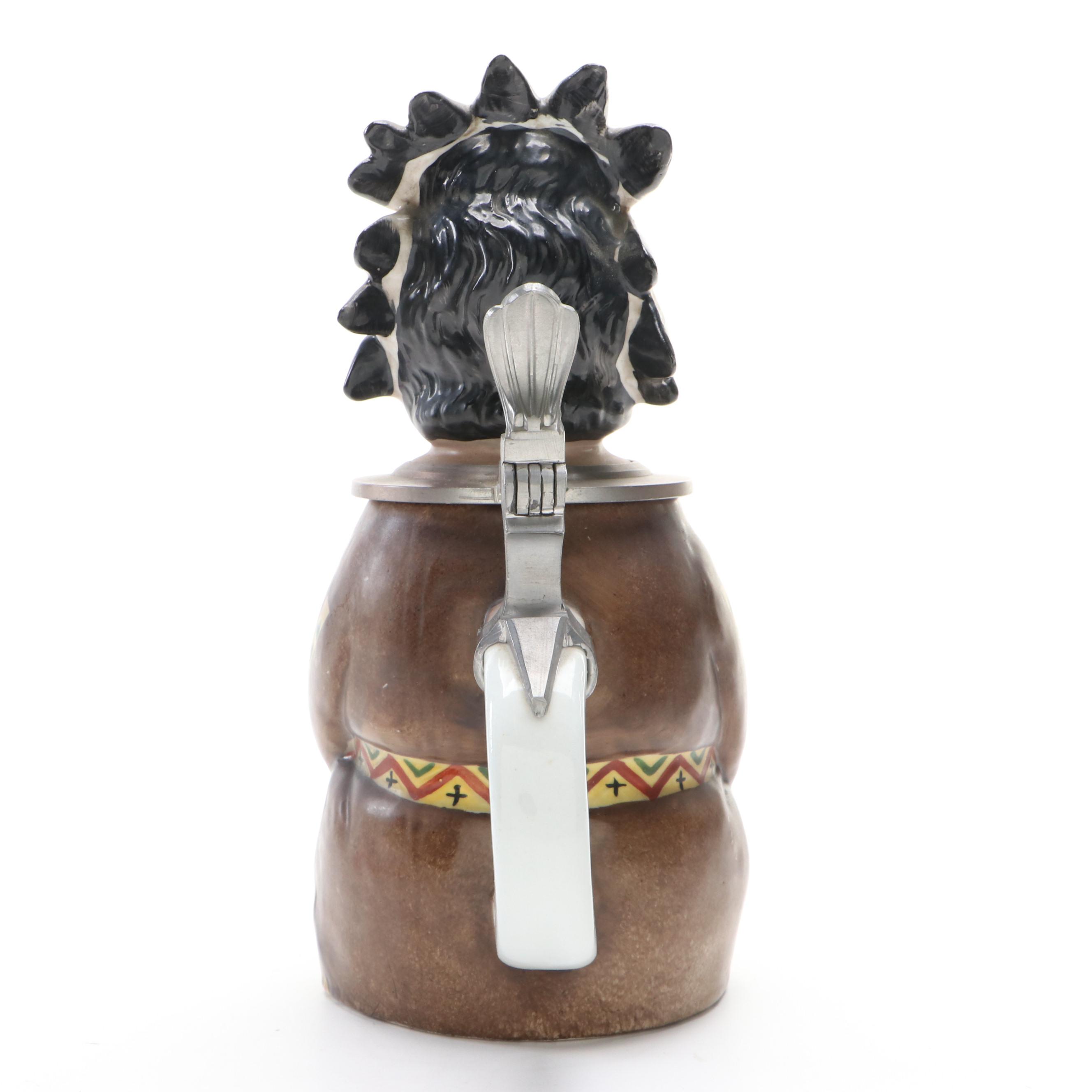 Ceramic Native American Character Stein, 20th Century | EBTH