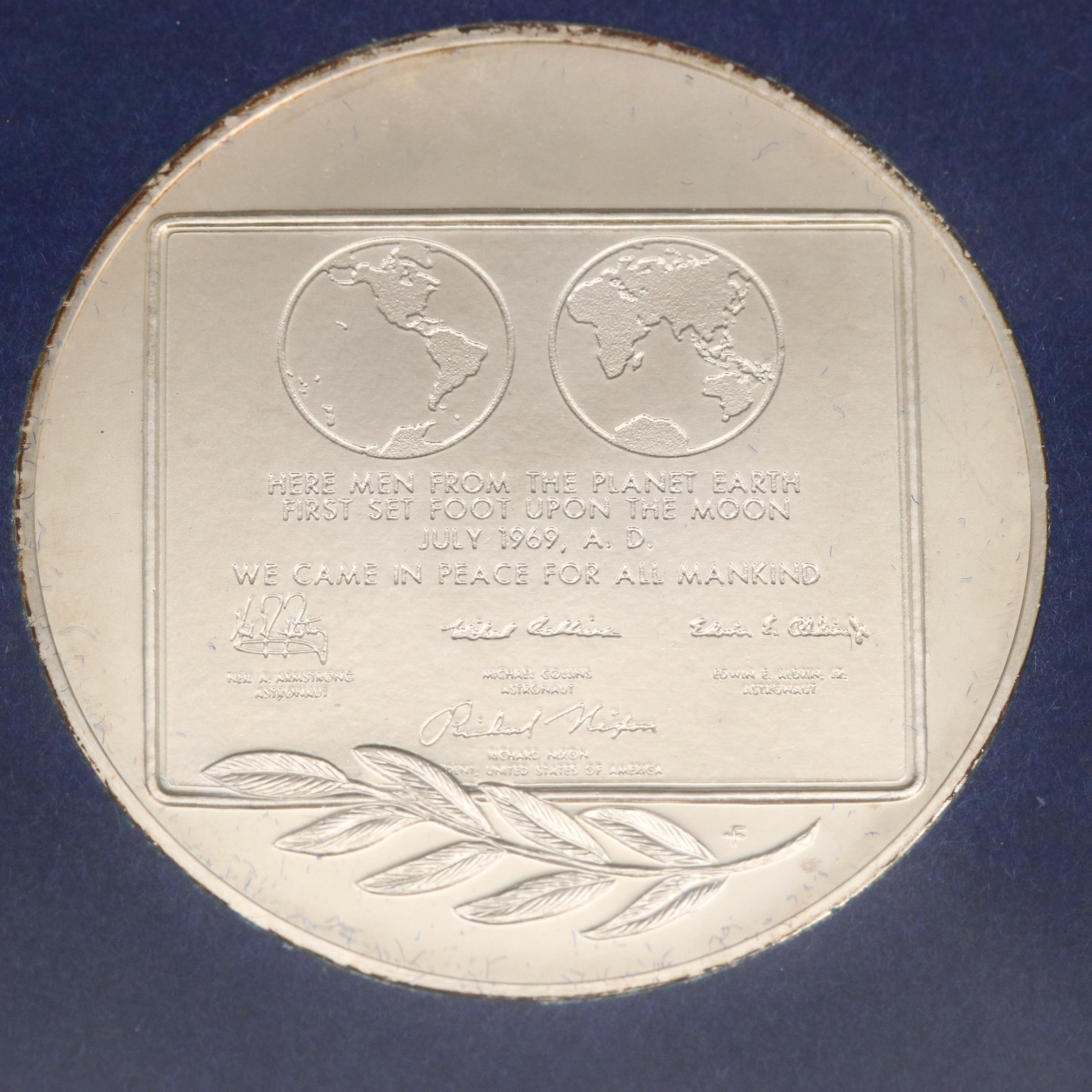 Two Franklin Mint Moon Landing Commemorative Silver Medals | EBTH
