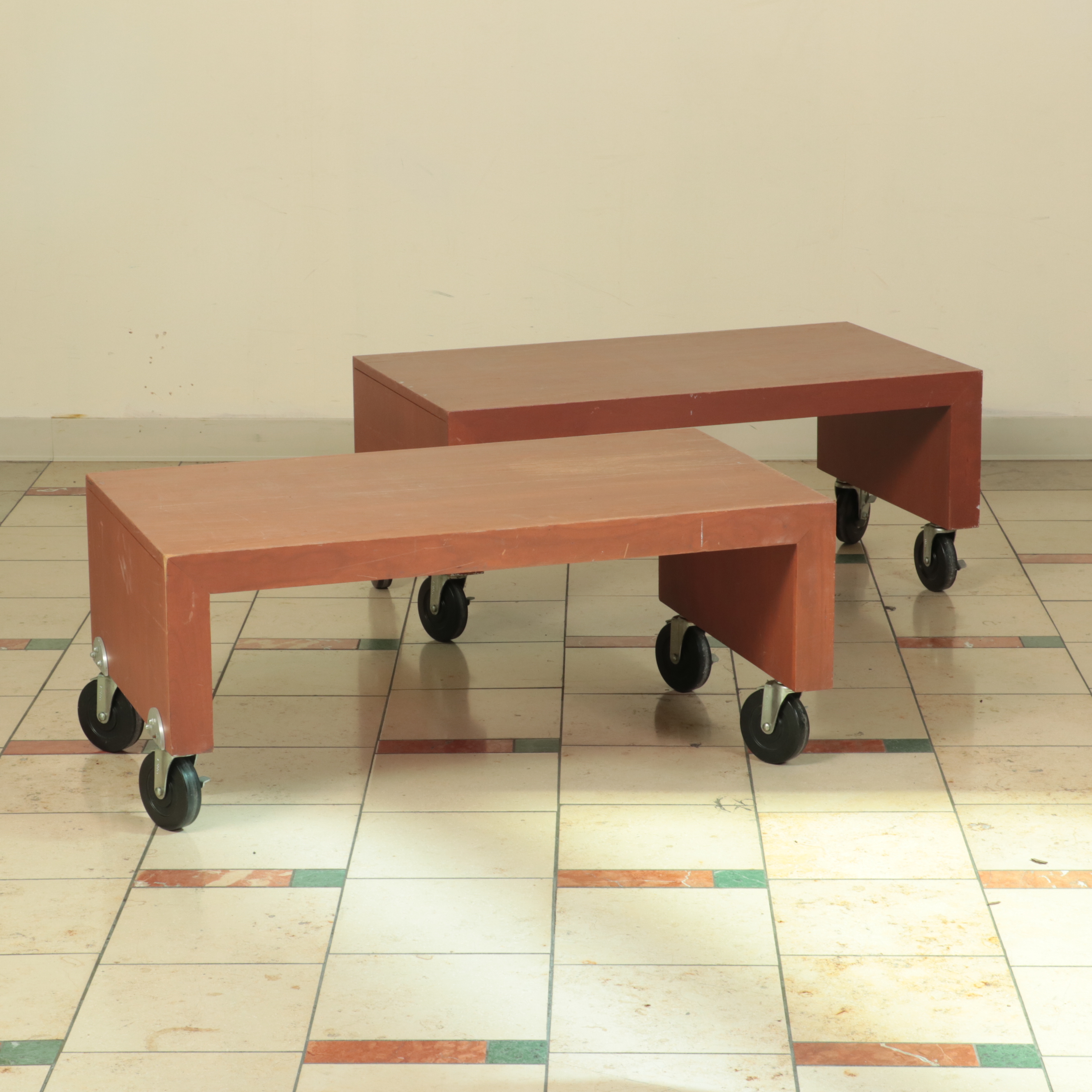 Laminated and Painted Wood Display Tables and Shelves on Wheels | EBTH