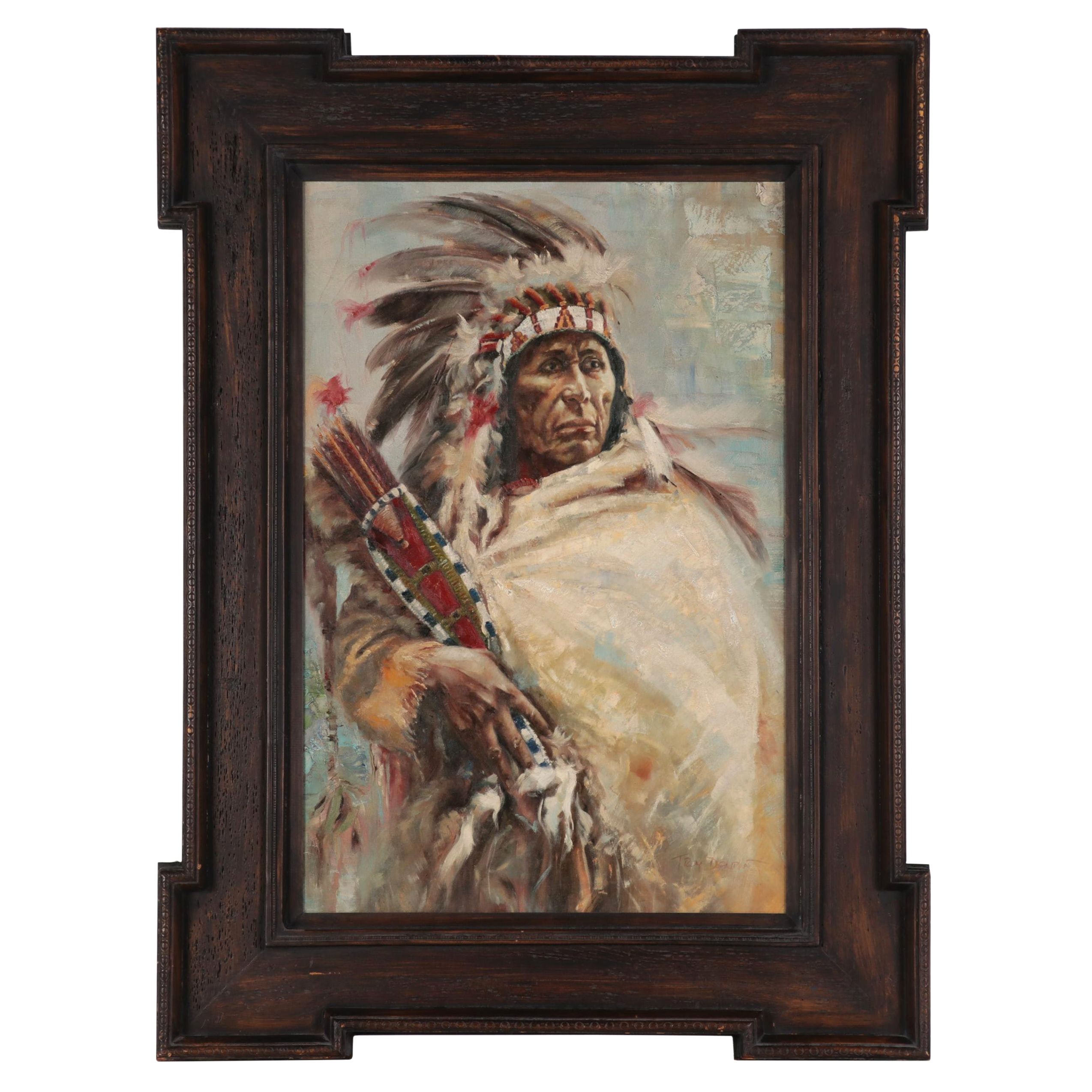Troy Denton Portrait Copy Oil Painting of a Native American Man | EBTH