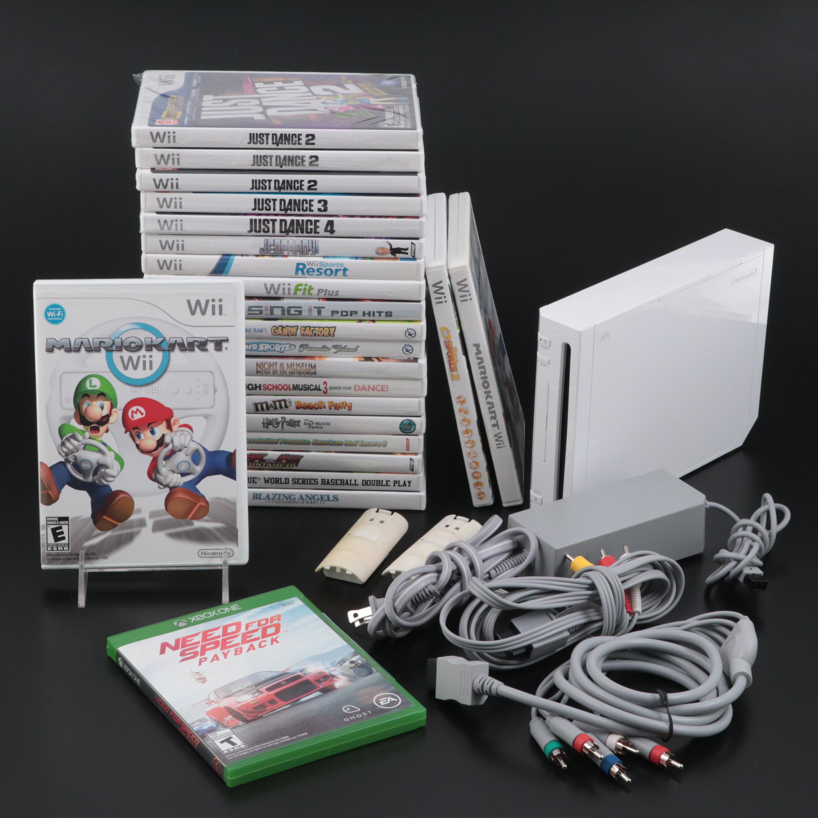 Nintendo Wii Gaming System with Games and Accessories Including Mario ...