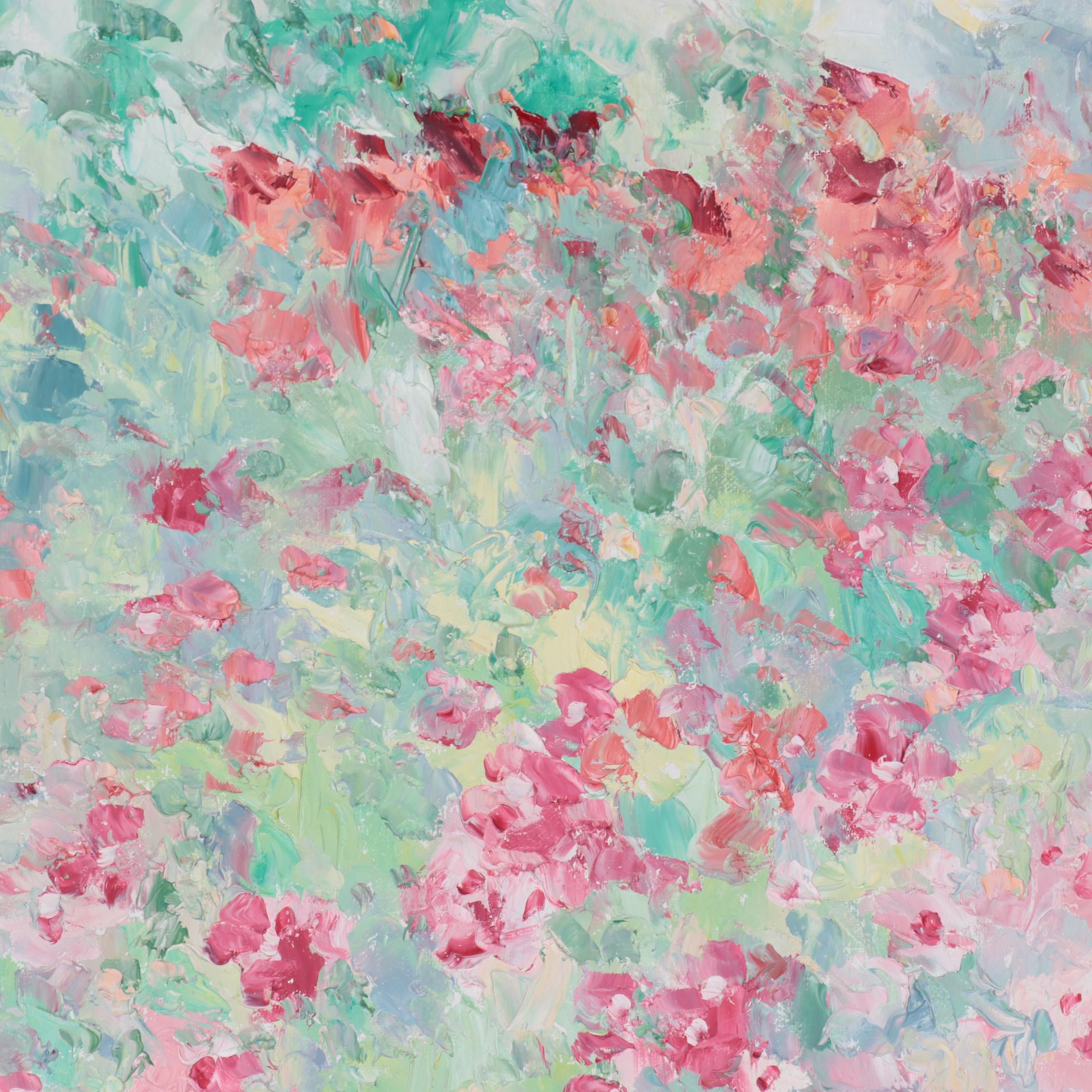 Henrietta Milan Impressionist Style Oil Painting of Flowers, Late 20th ...