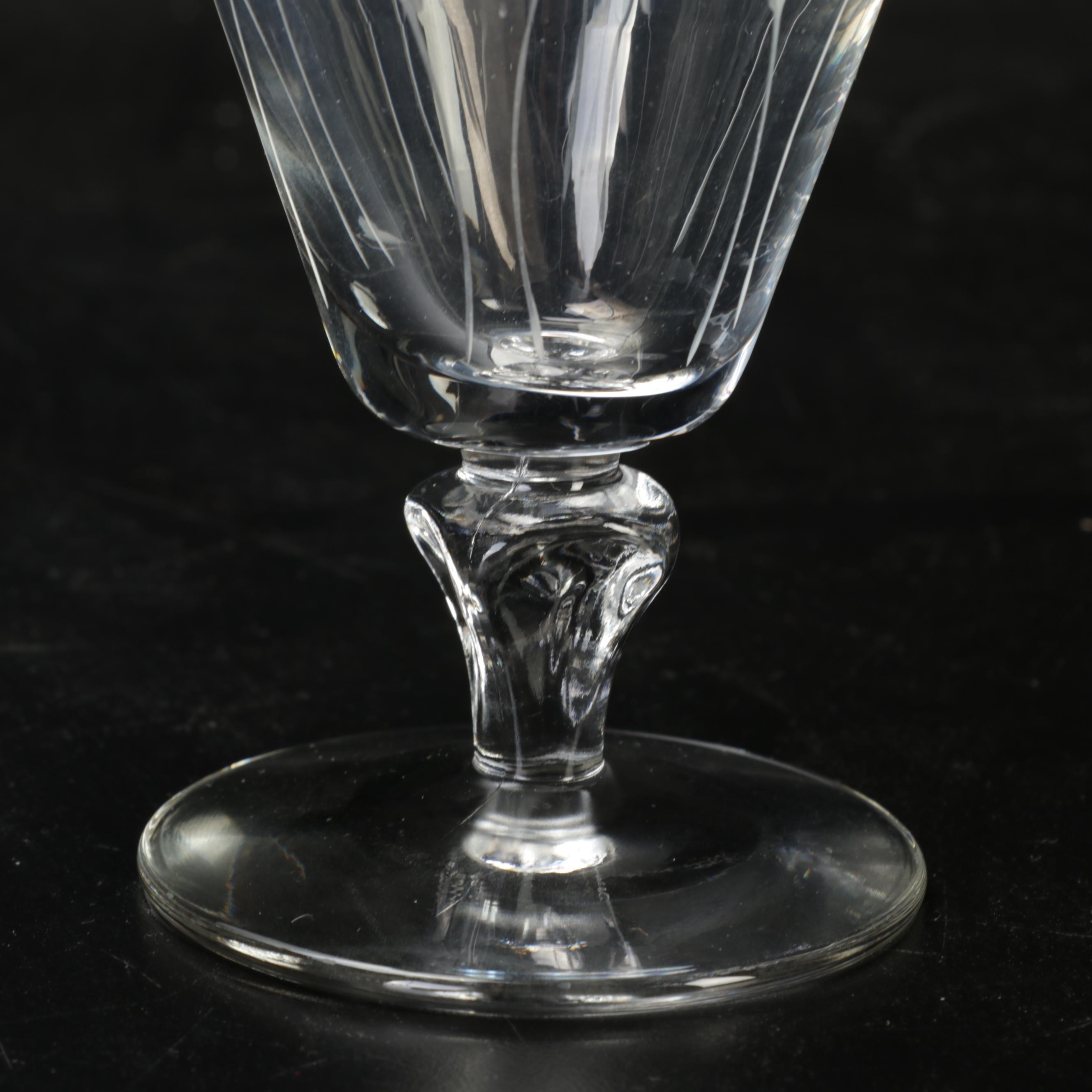 Mid Century Modern Style Etched Cattail Flared Stemware with Other Wine ...