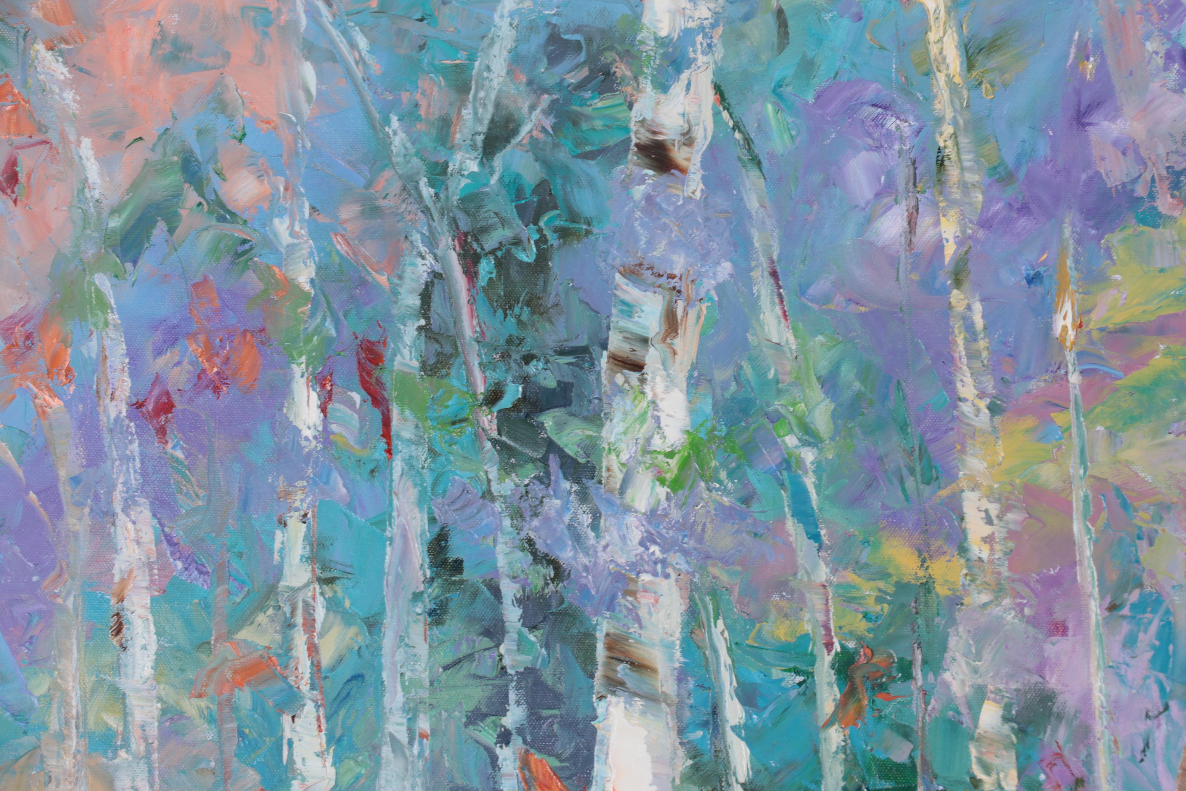 Karen Rolfes Large-Scale Impasto Oil Painting of Forest, Late 20th ...