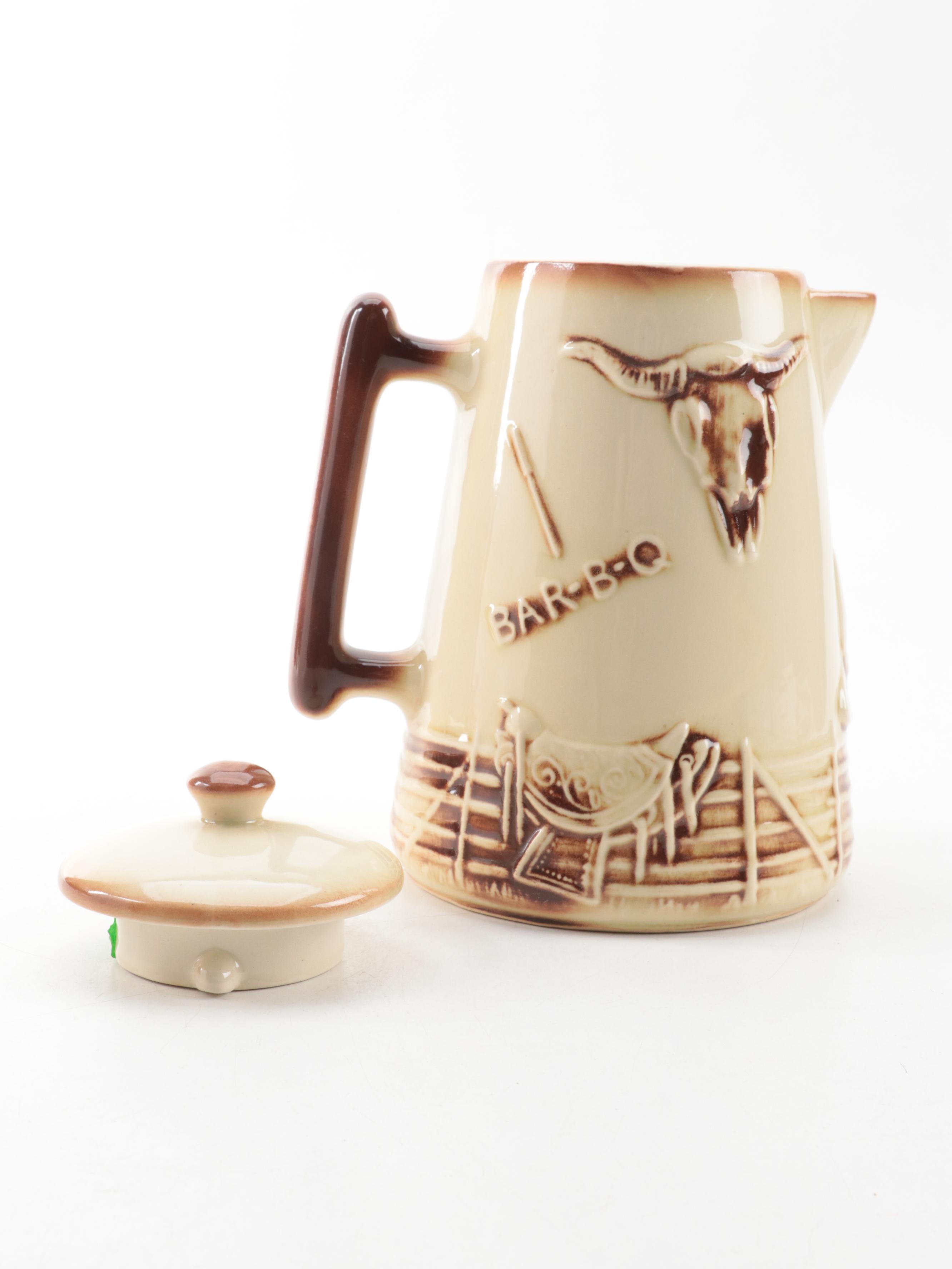 McCoy Pottery "El Ranchero" Coffee Pot with Warming Stand, Mid-20th ...