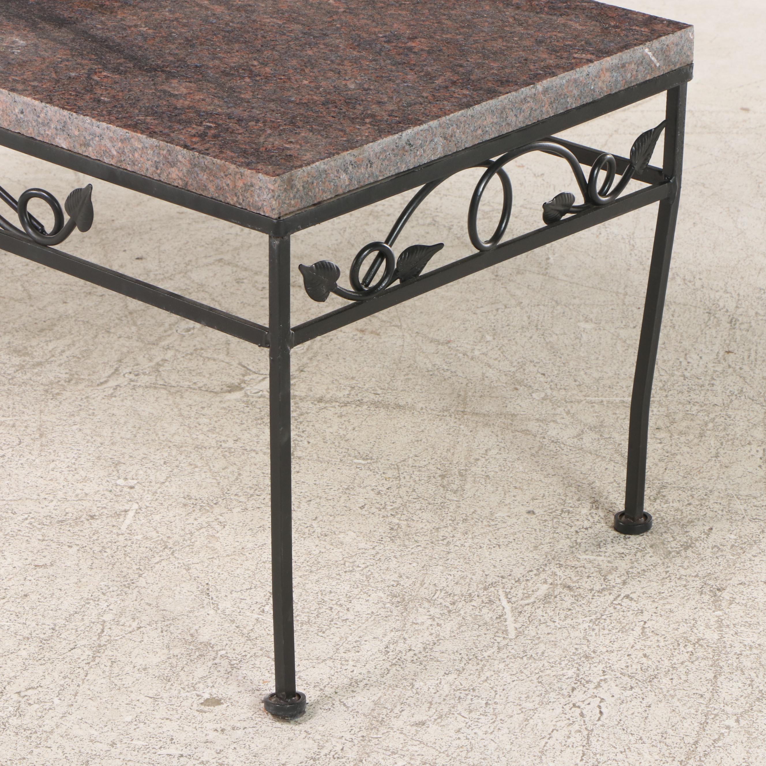 Grey Marble Top Wrought Iron Coffee Table | EBTH
