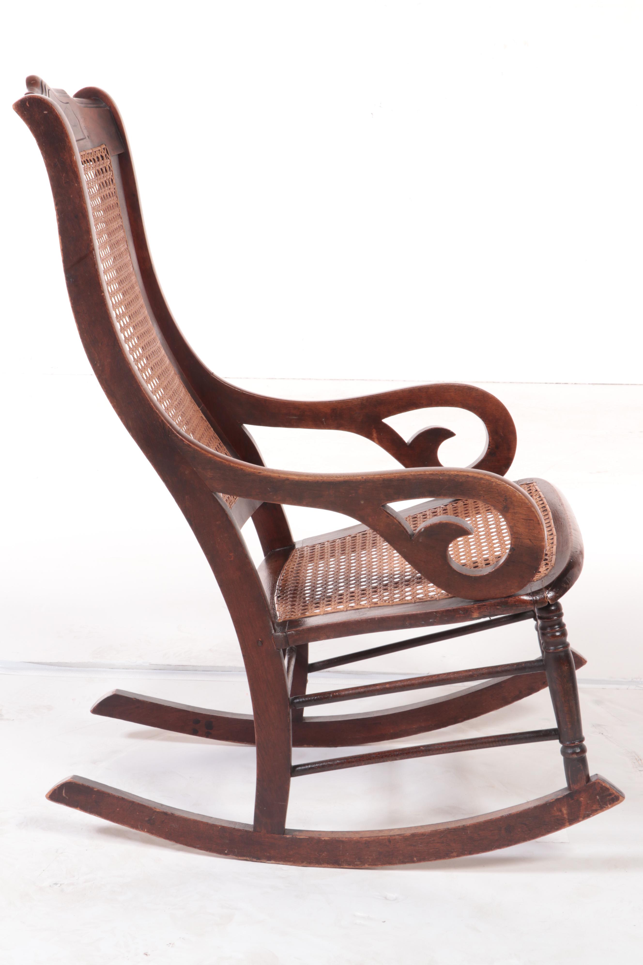 Victorian Walnut and Burl Walnut Rocker, Late 19th Century | EBTH