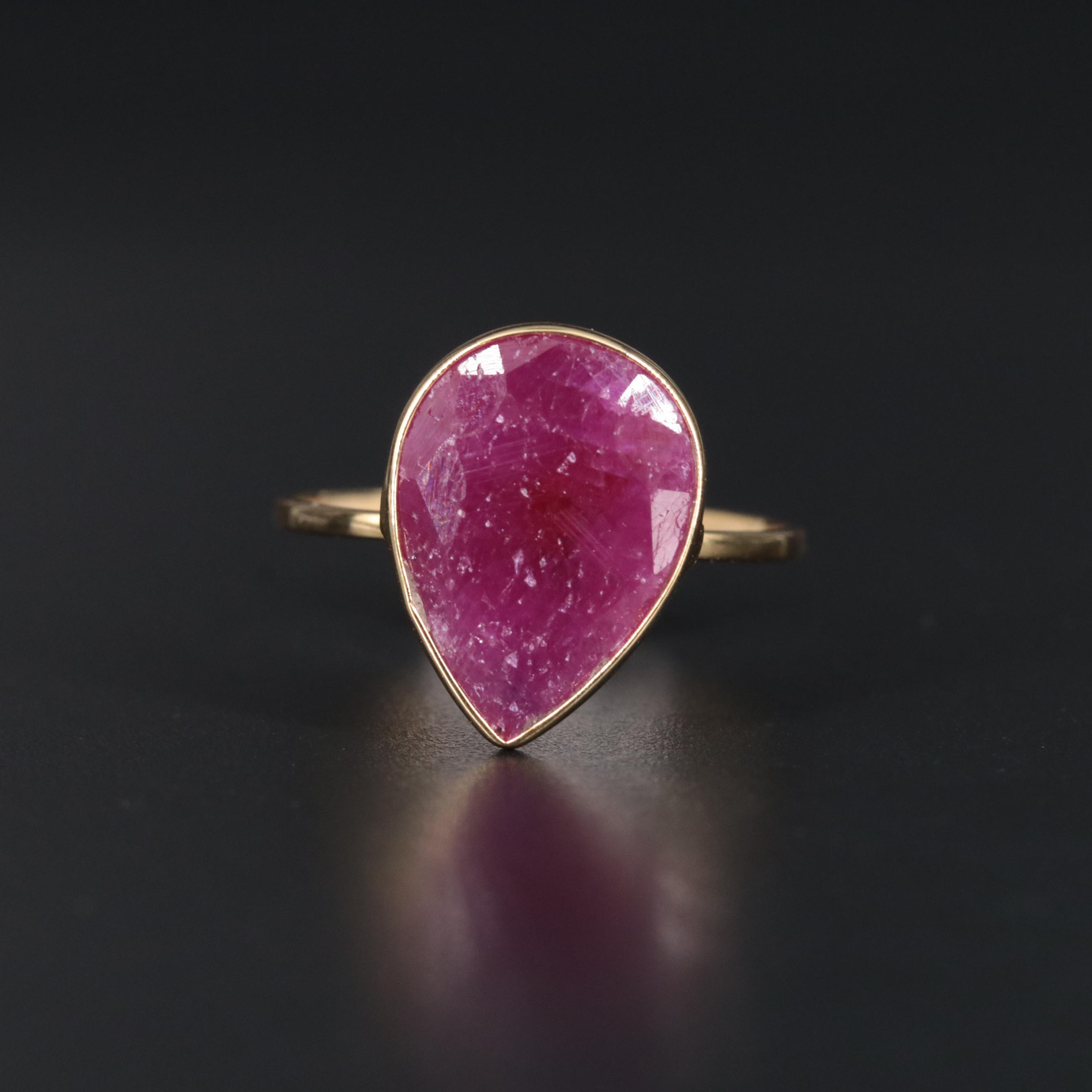 14K Yellow Gold Synthetic Ruby Ring | EBTH