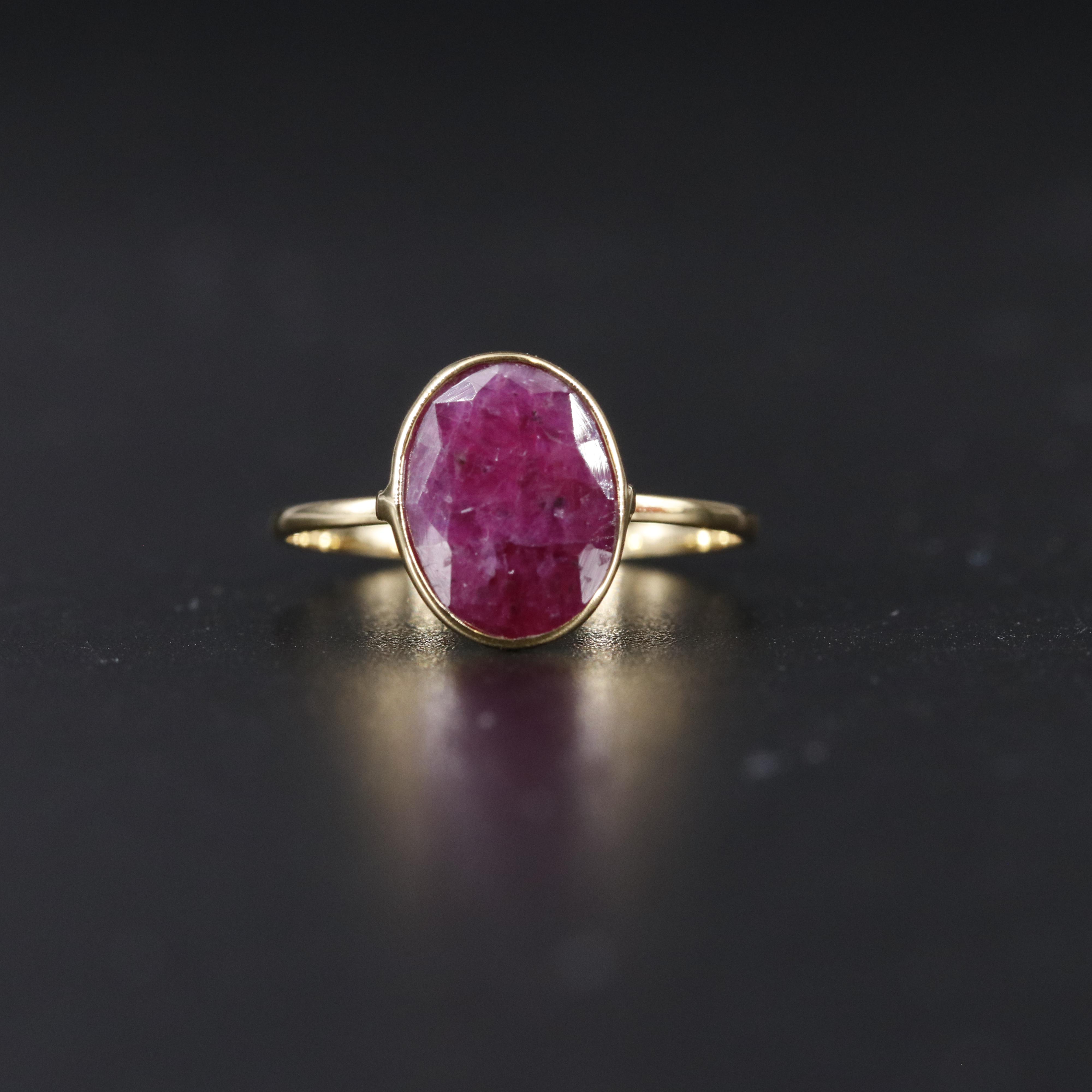 14K Yellow Gold Synthetic Ruby Ring | EBTH