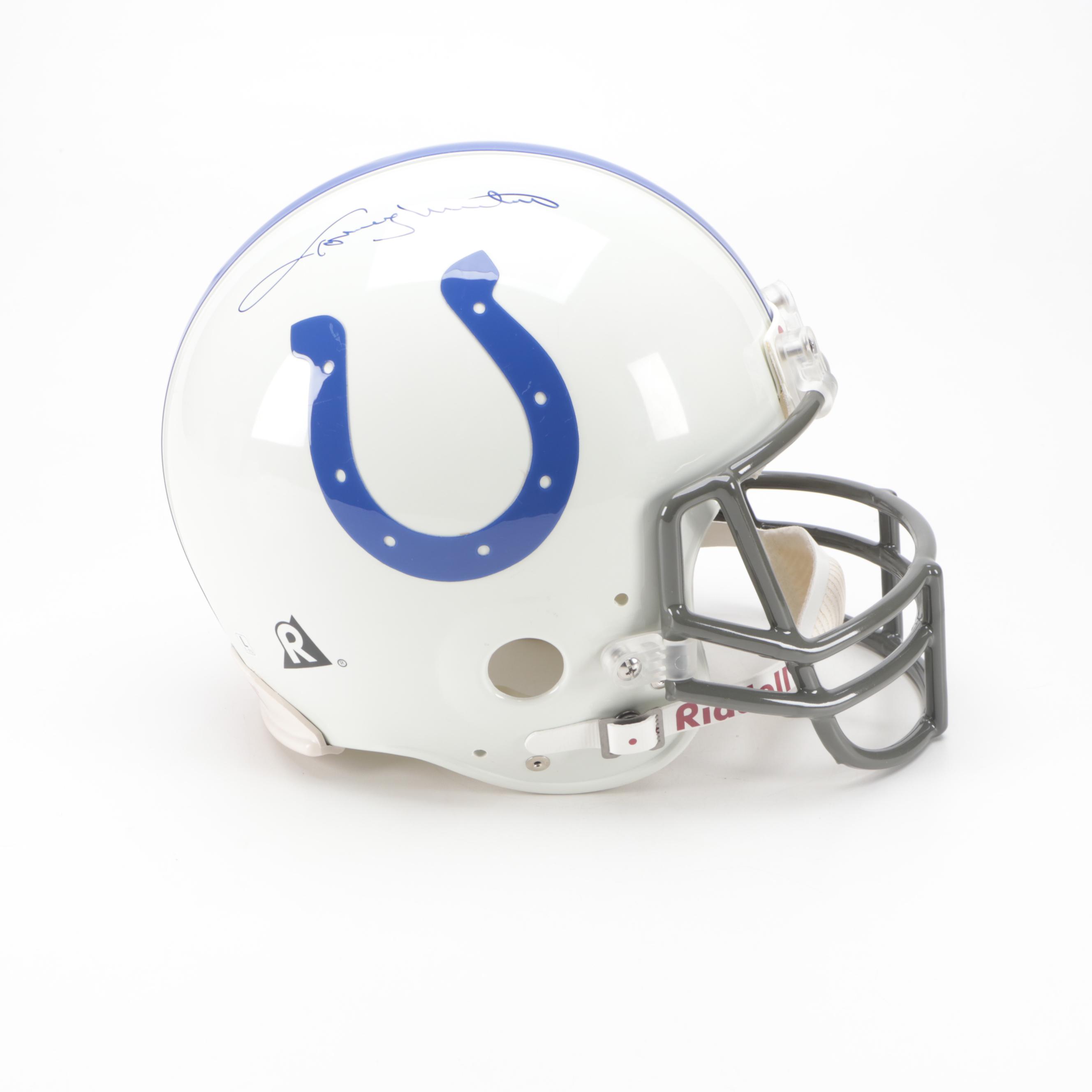 Indianapolis Colts Johnny Unitas Signed Riddell Football Replica Helmet ...