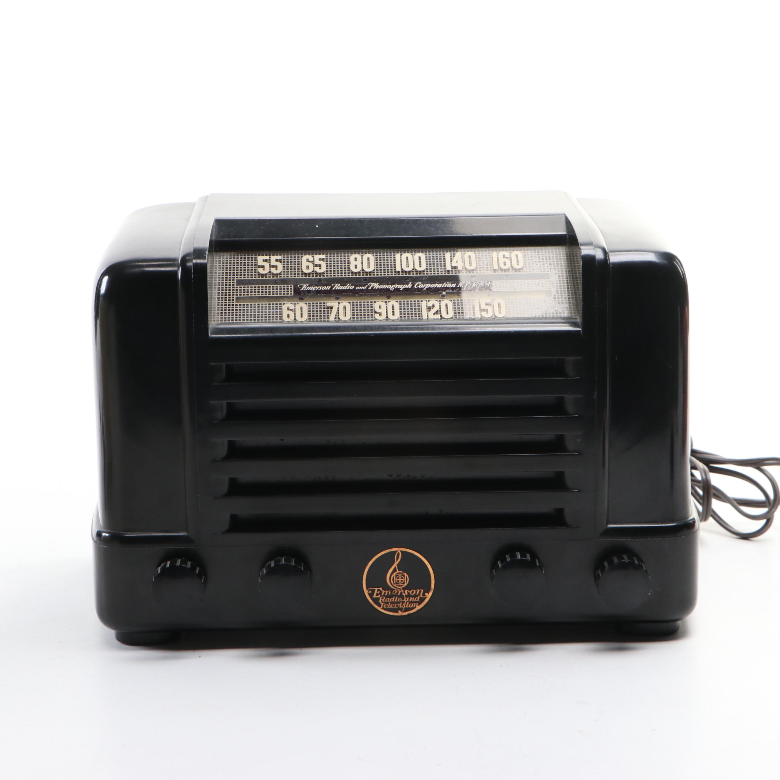 Art Deco RCA Victor and Emerson Bakelite Vacuum Tube Radios, 1940s | EBTH