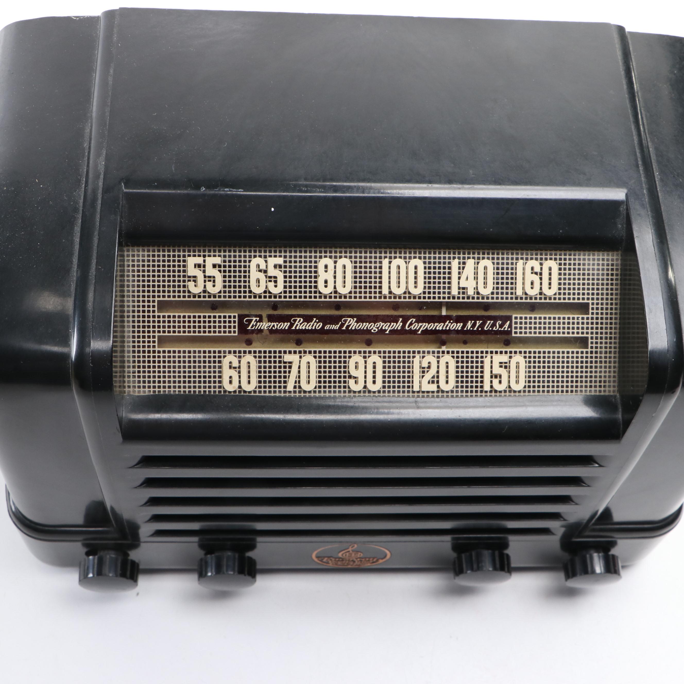 Art Deco RCA Victor and Emerson Bakelite Vacuum Tube Radios, 1940s | EBTH