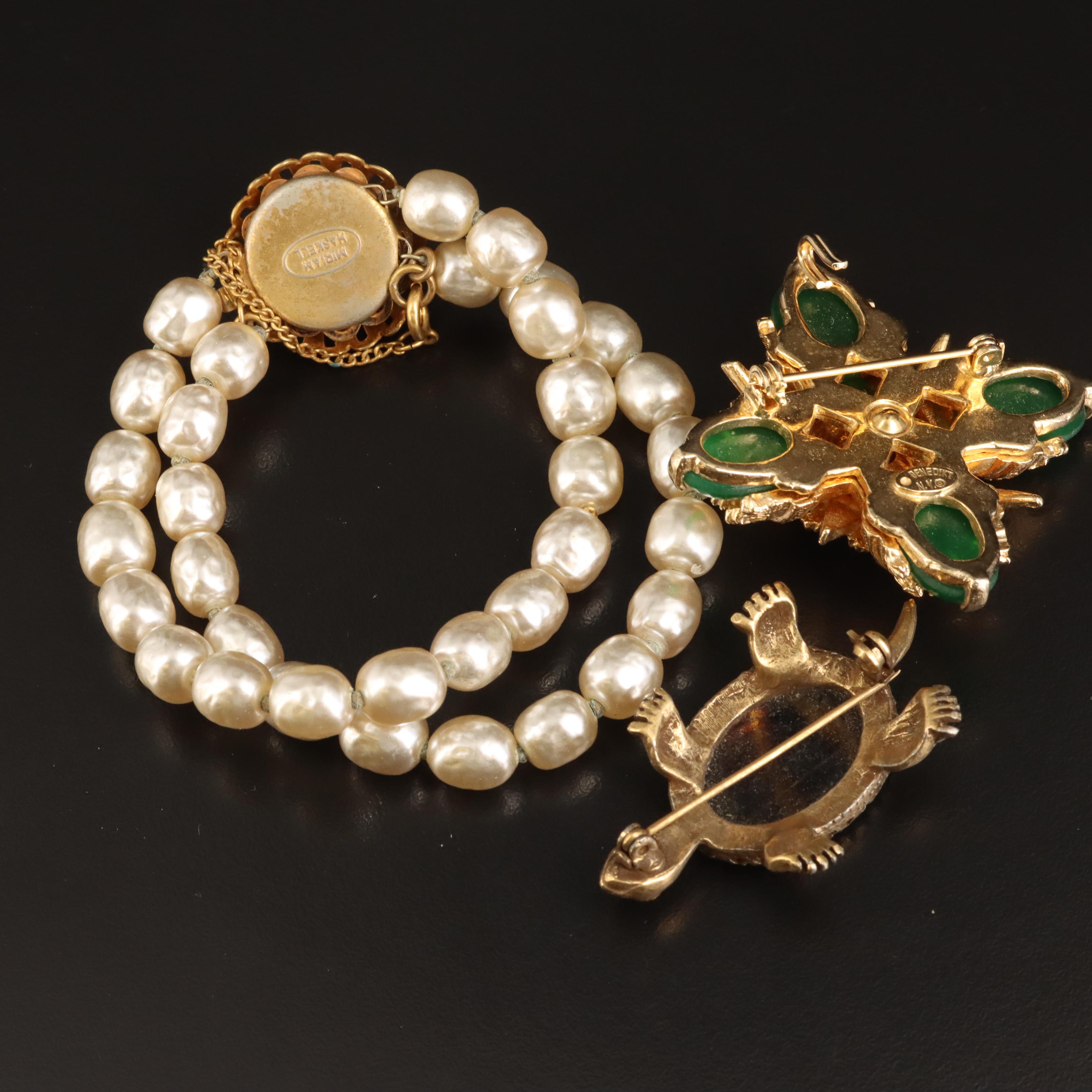 Miriam Haskell Bracelet with Turtle and Benedikt NY Maltese Cross ...