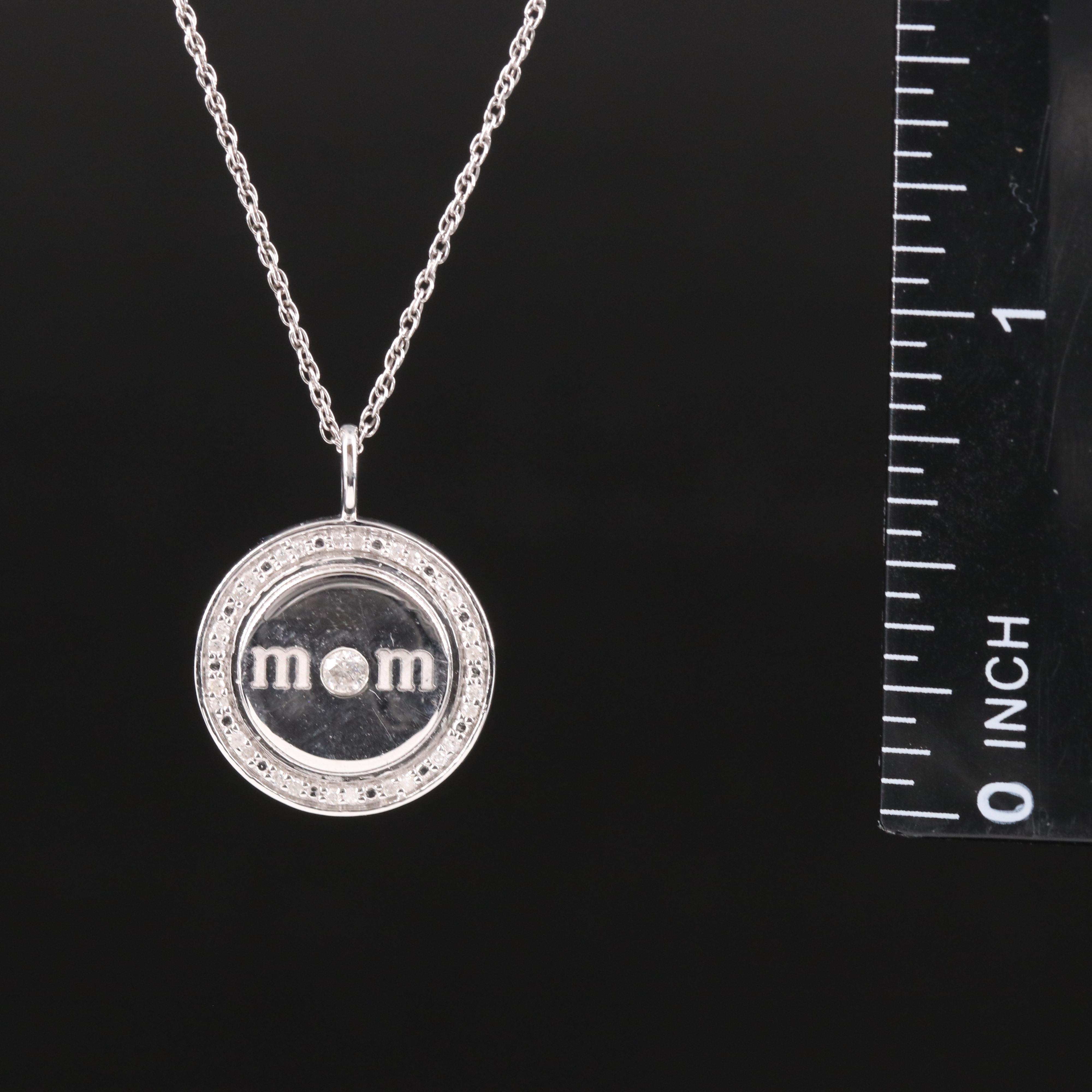 Sterling Diamond "MOM" Pendant Necklace | EBTH