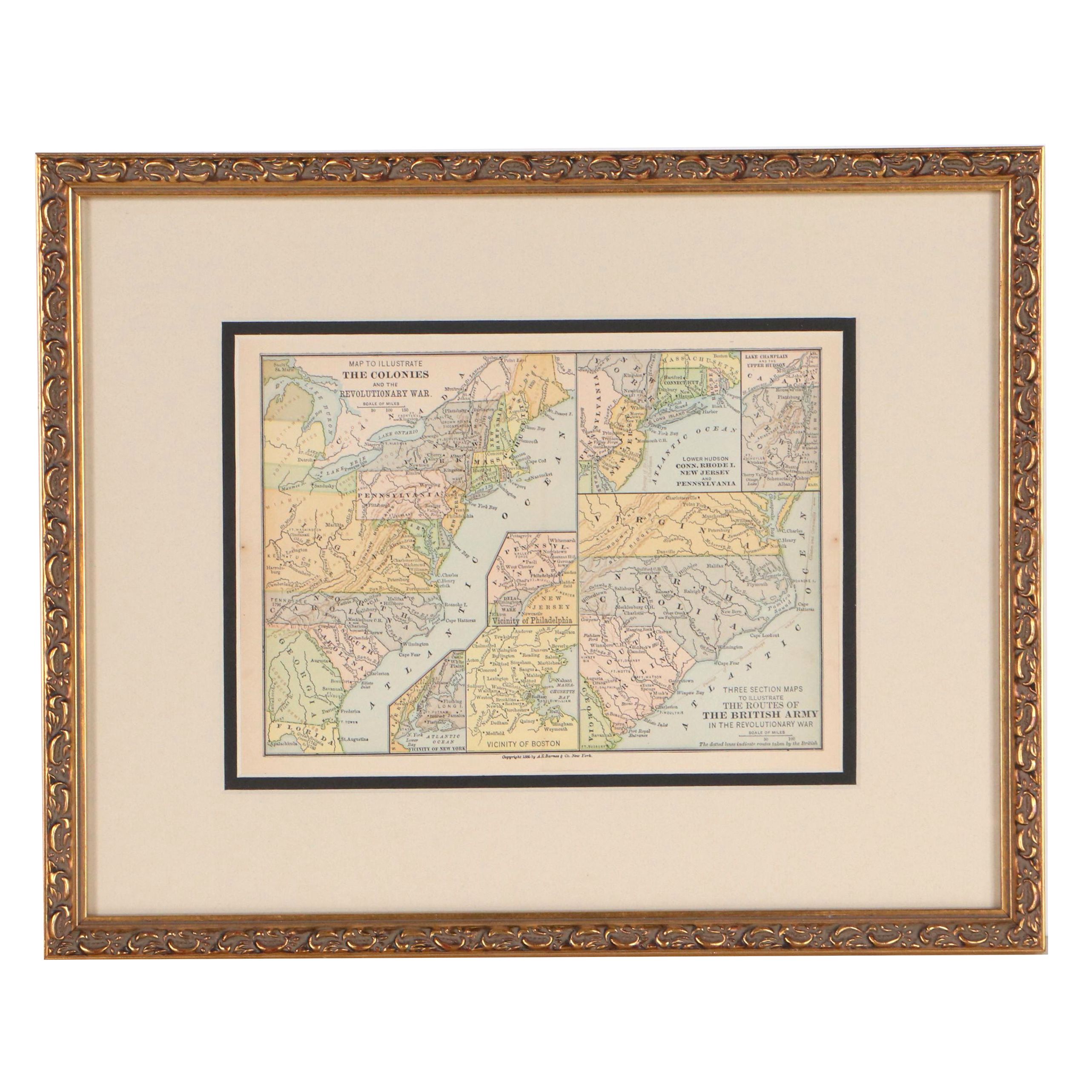 A.S. Barnes & Co. Map of the Routes of the British Army in the ...