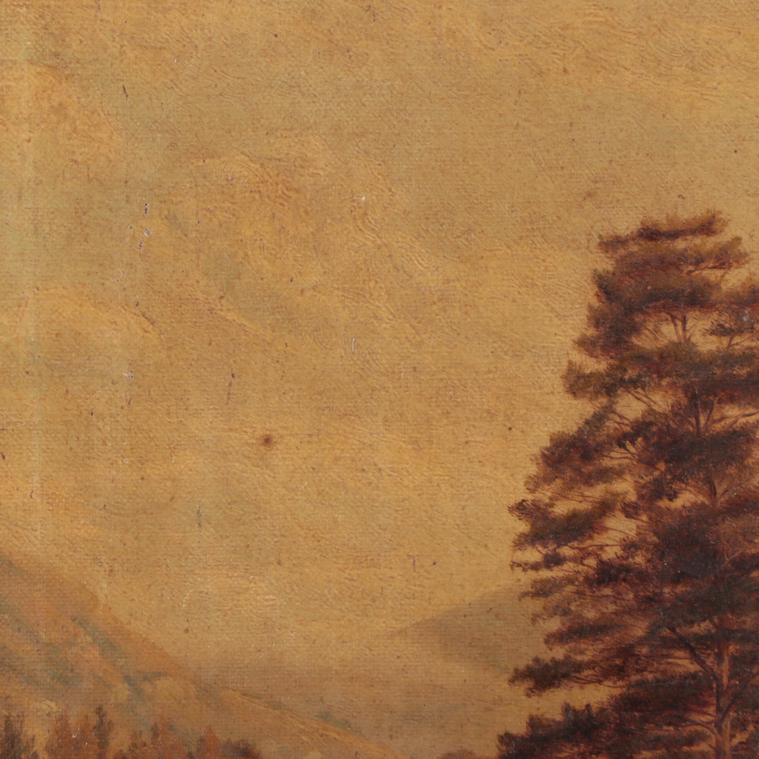 Theodore Hines Oil Painting "The Floating Island Loch Lomond," 19th ...