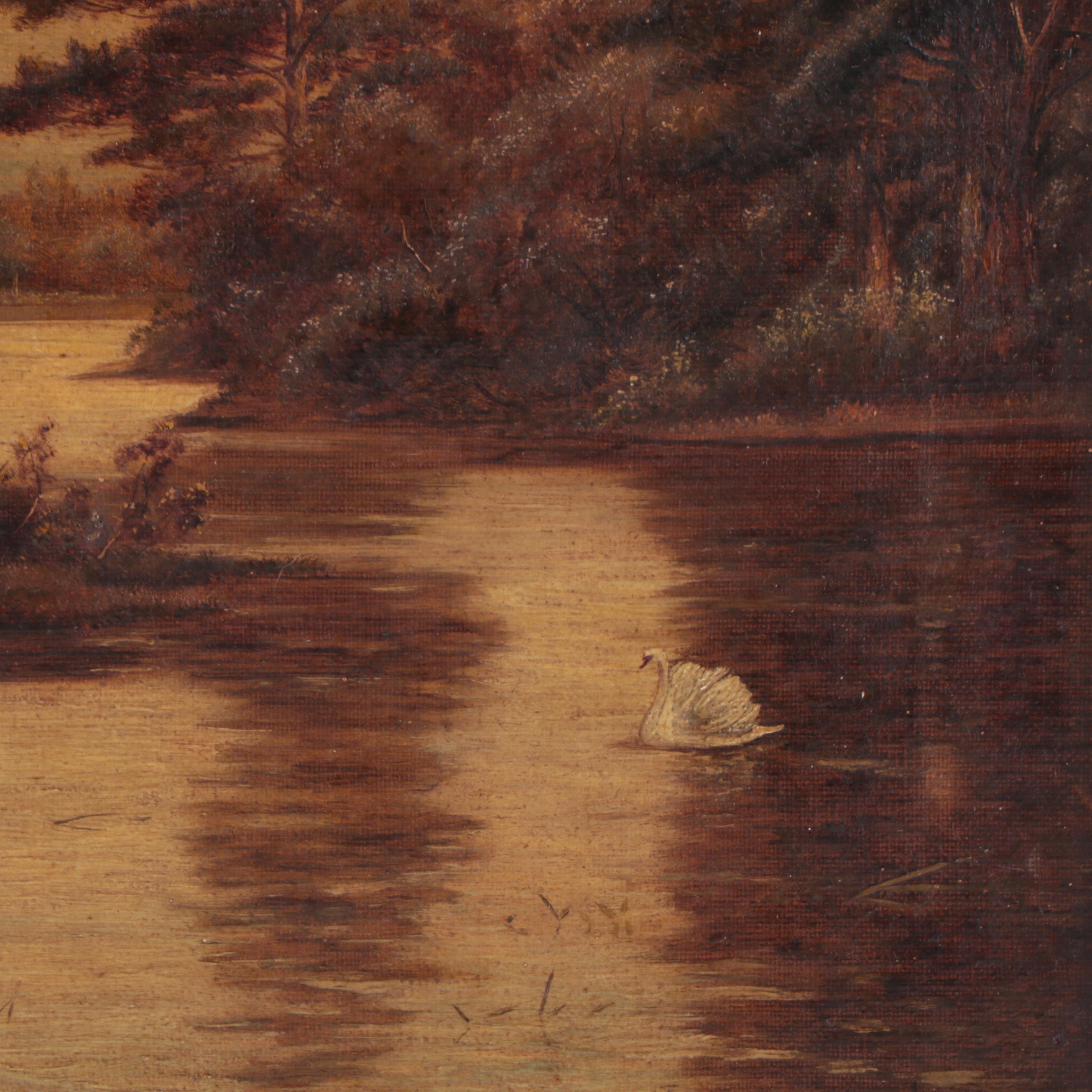 Theodore Hines Oil Painting "The Floating Island Loch Lomond," 19th ...