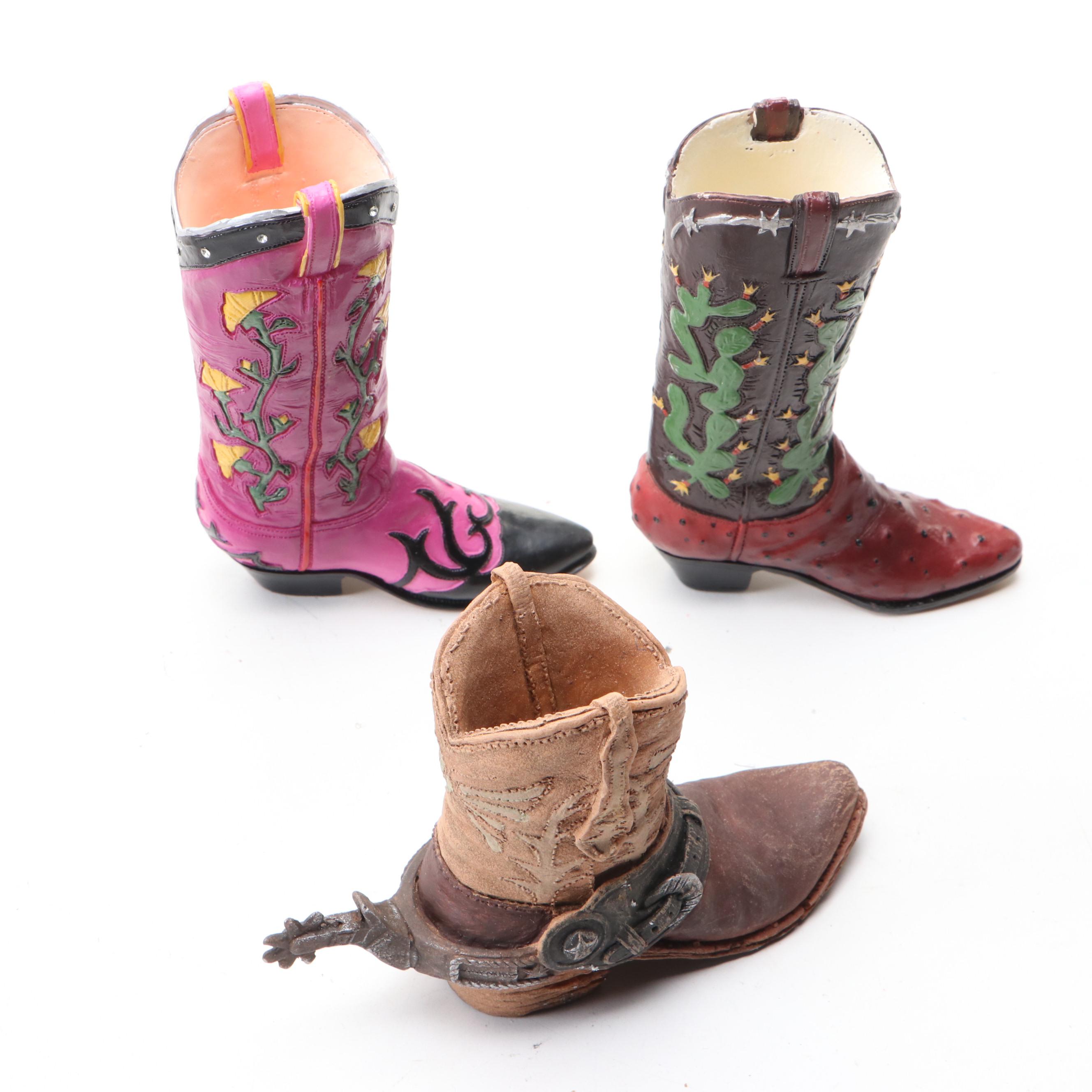 Nostaligia and Other Miniature Decorative Resin Cowboy Boots | EBTH