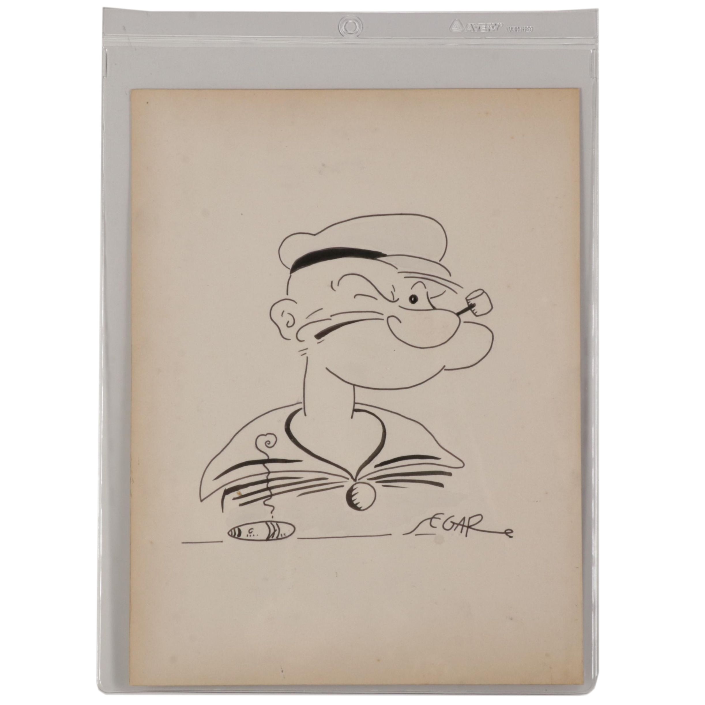 Elzie Crisler Segar Ink Drawing of Popeye Sketch, Early-Mid 20th ...