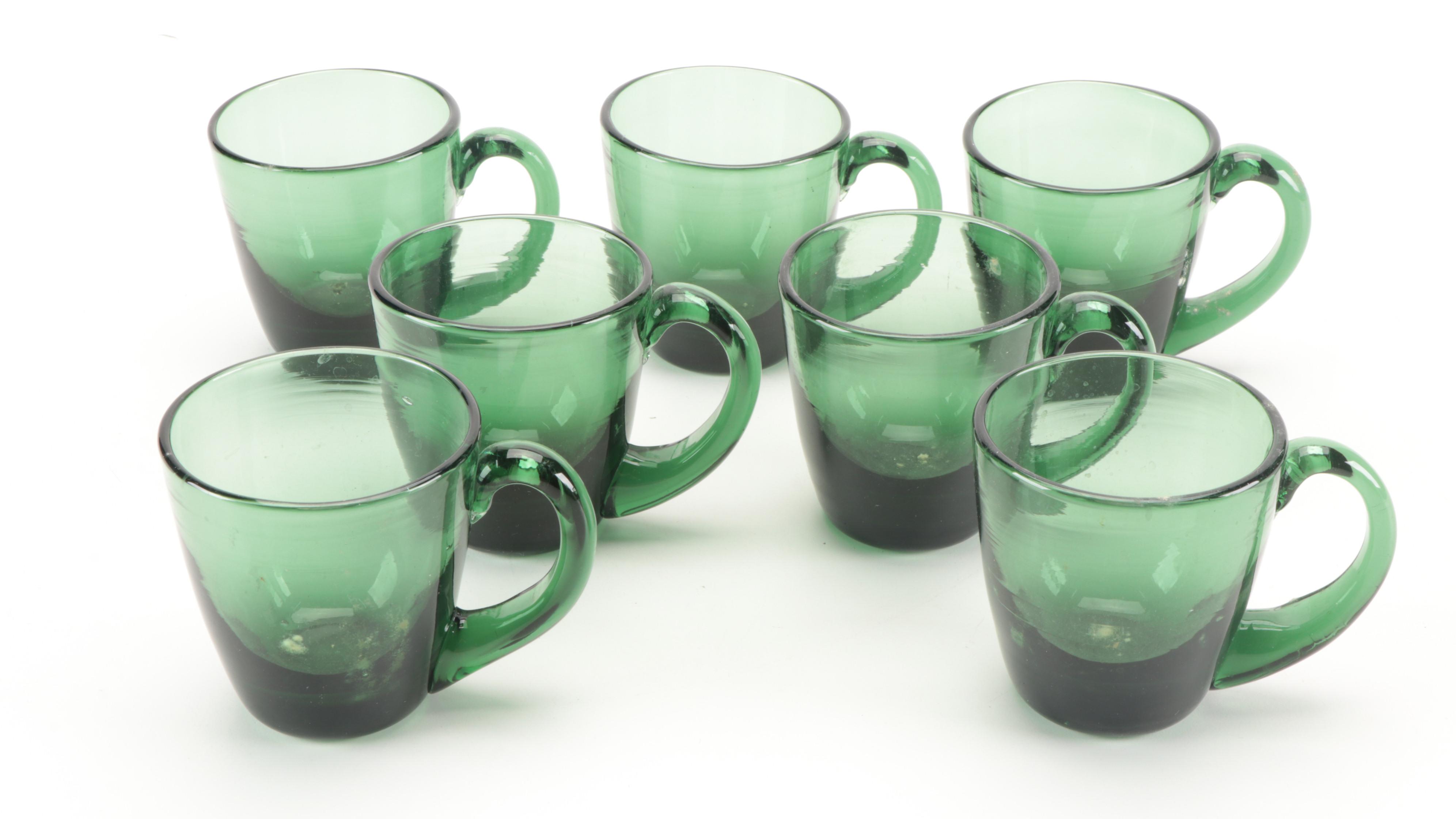 MCM Blown Glass Punch Bowl and Cups with Candle Holders | EBTH