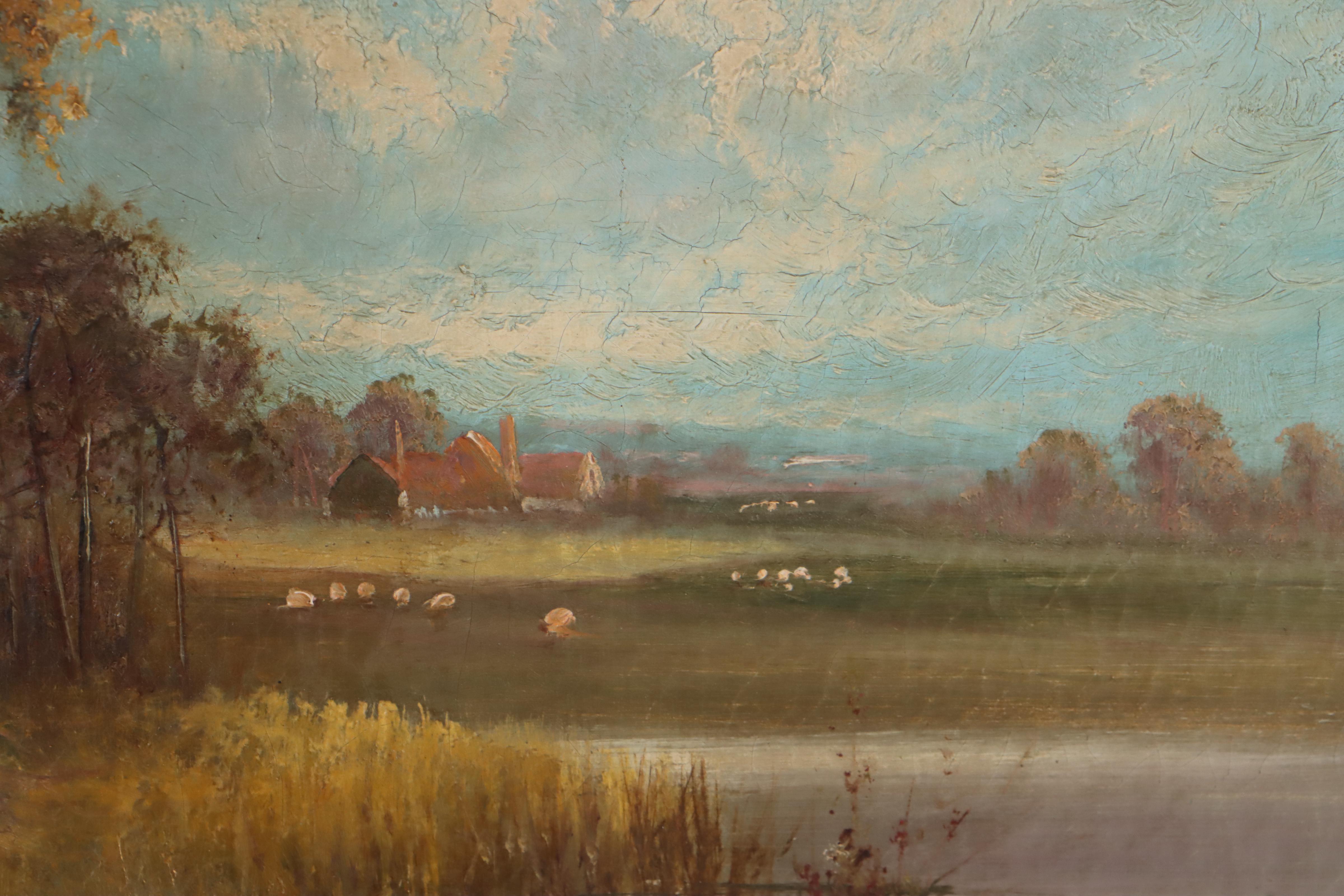 Ida Beatrice Mead Landscape Oil Painting of Lake, 1919 | EBTH