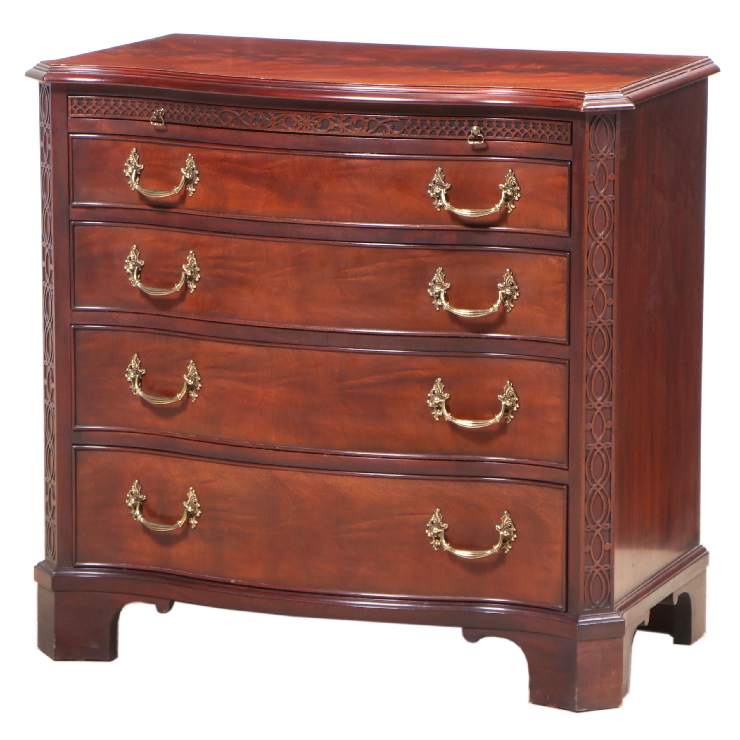 Henkel-Harris George III Style Mahogany Four-Drawer Serpentine Bedside ...