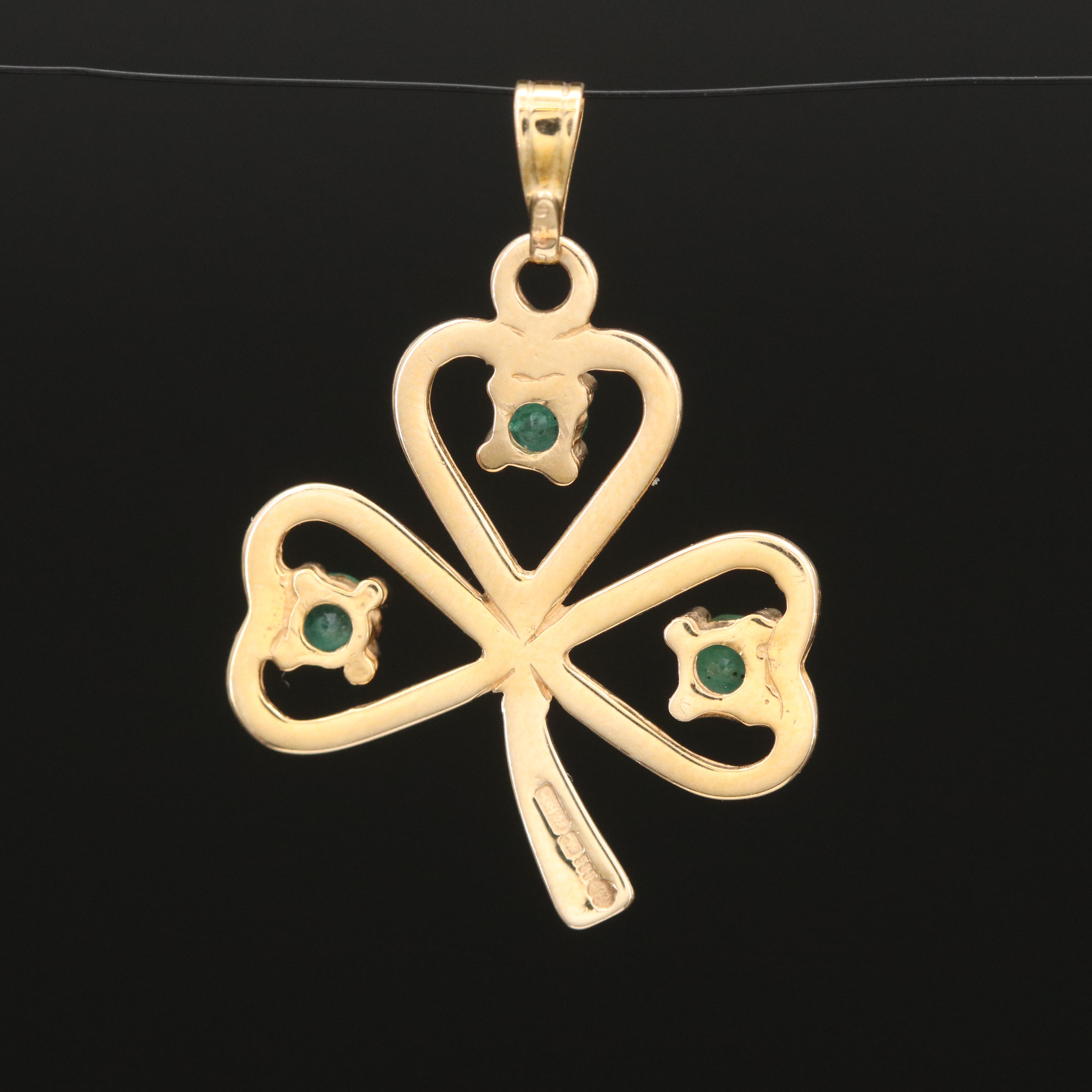 14K Emerald Clover Pendant | EBTH