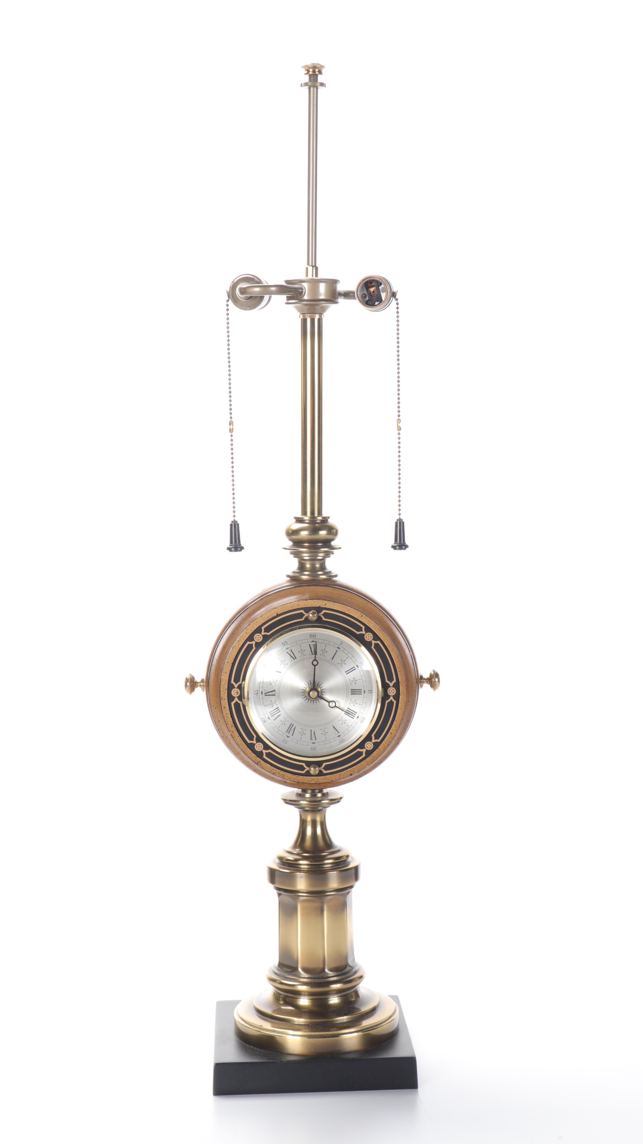 Stiffel Clock and Barometer Lamp With Drum Shade, Mid-20th Century | EBTH