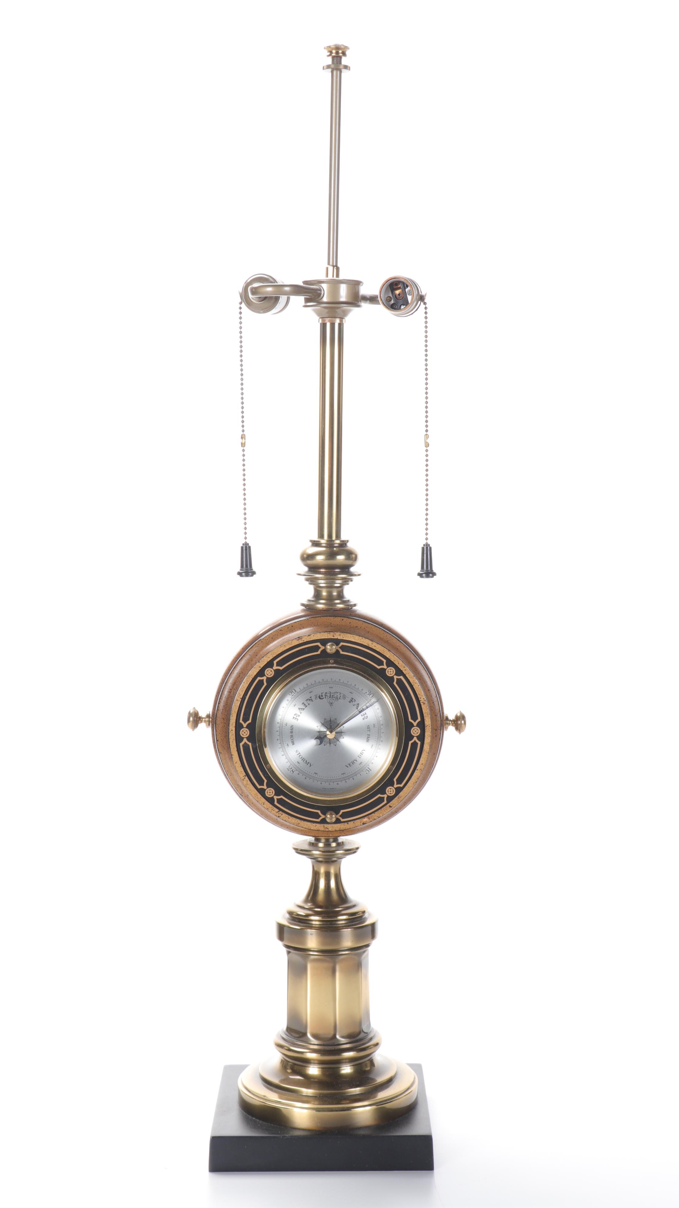 Stiffel Clock and Barometer Lamp With Drum Shade, Mid-20th Century | EBTH